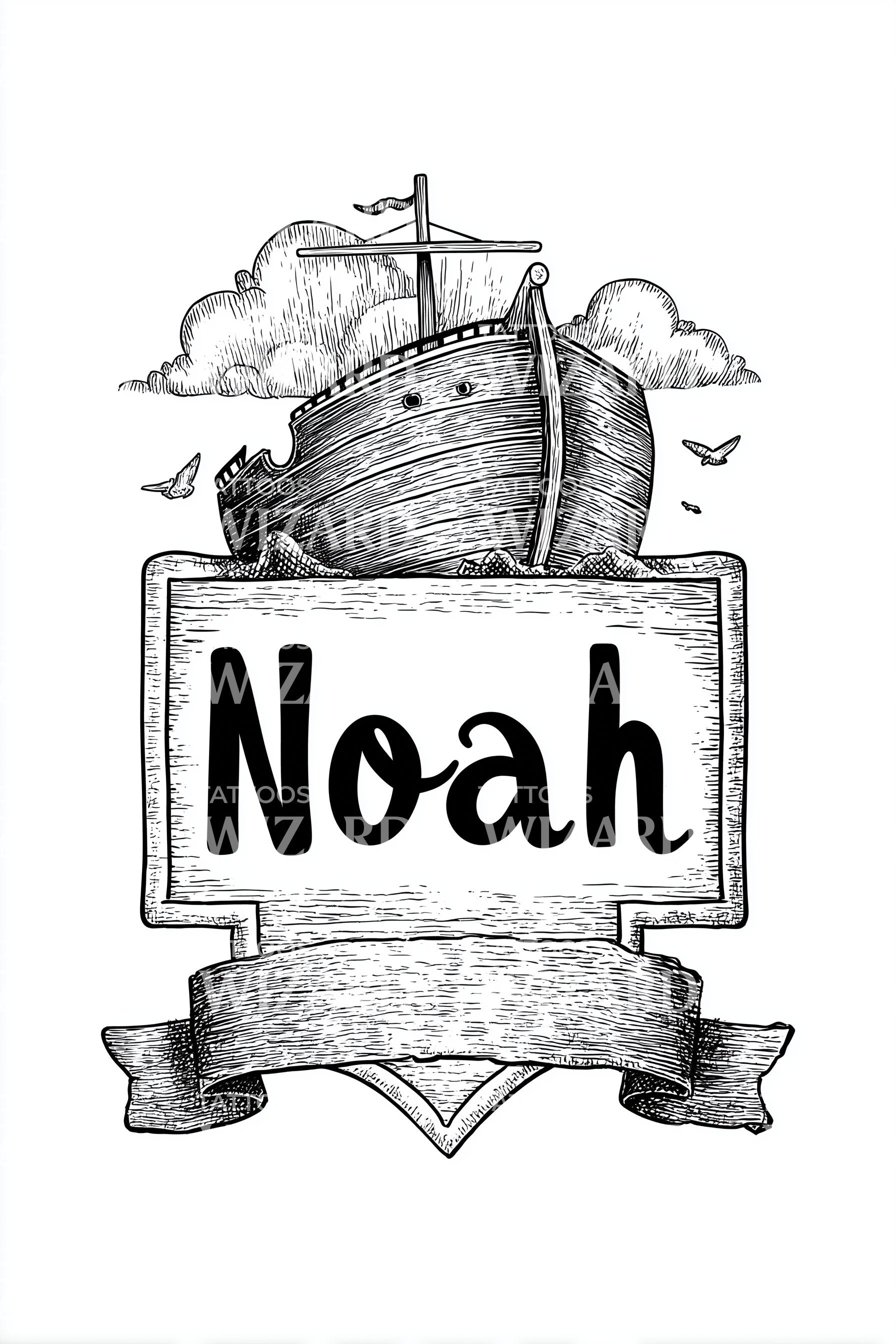 Noah Heraldic Ark Tattoo Design – Tattoos Wizard Designs