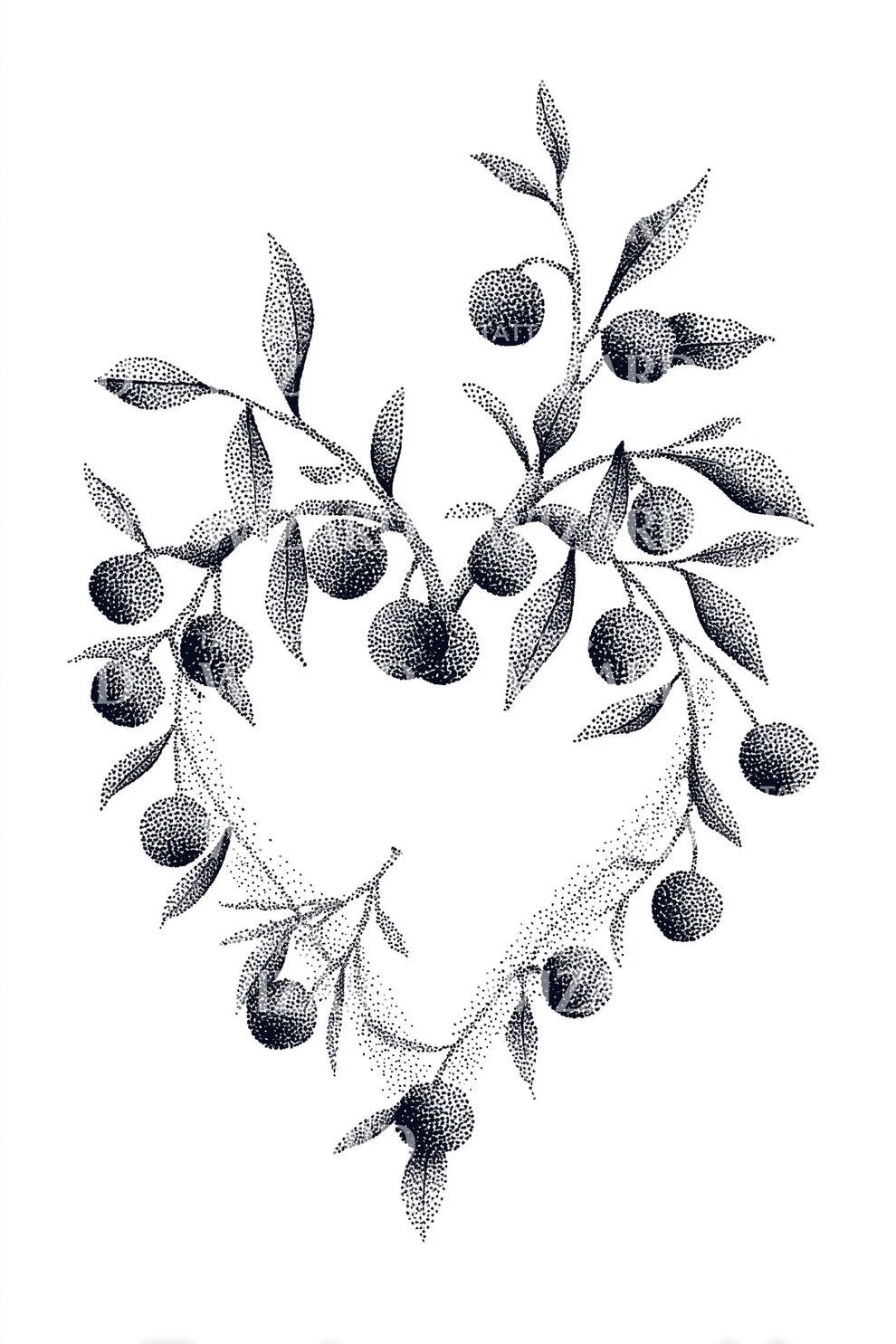 Olive Branch Heart Wreath Tattoo Design – Tattoos Wizard Designs