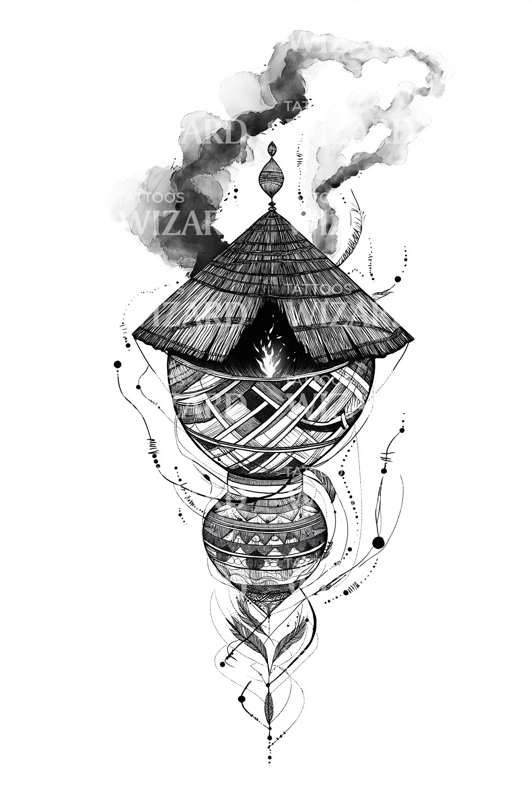 Ornamented House Incense Tattoo Design – Tattoos Wizard Designs