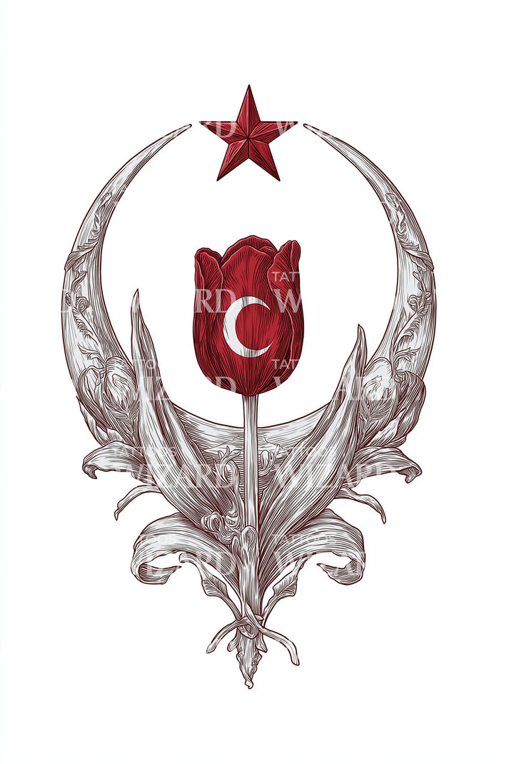 Ottomaanse tulp wapen tatoeage illustratie – Tattoos Wizard Designs