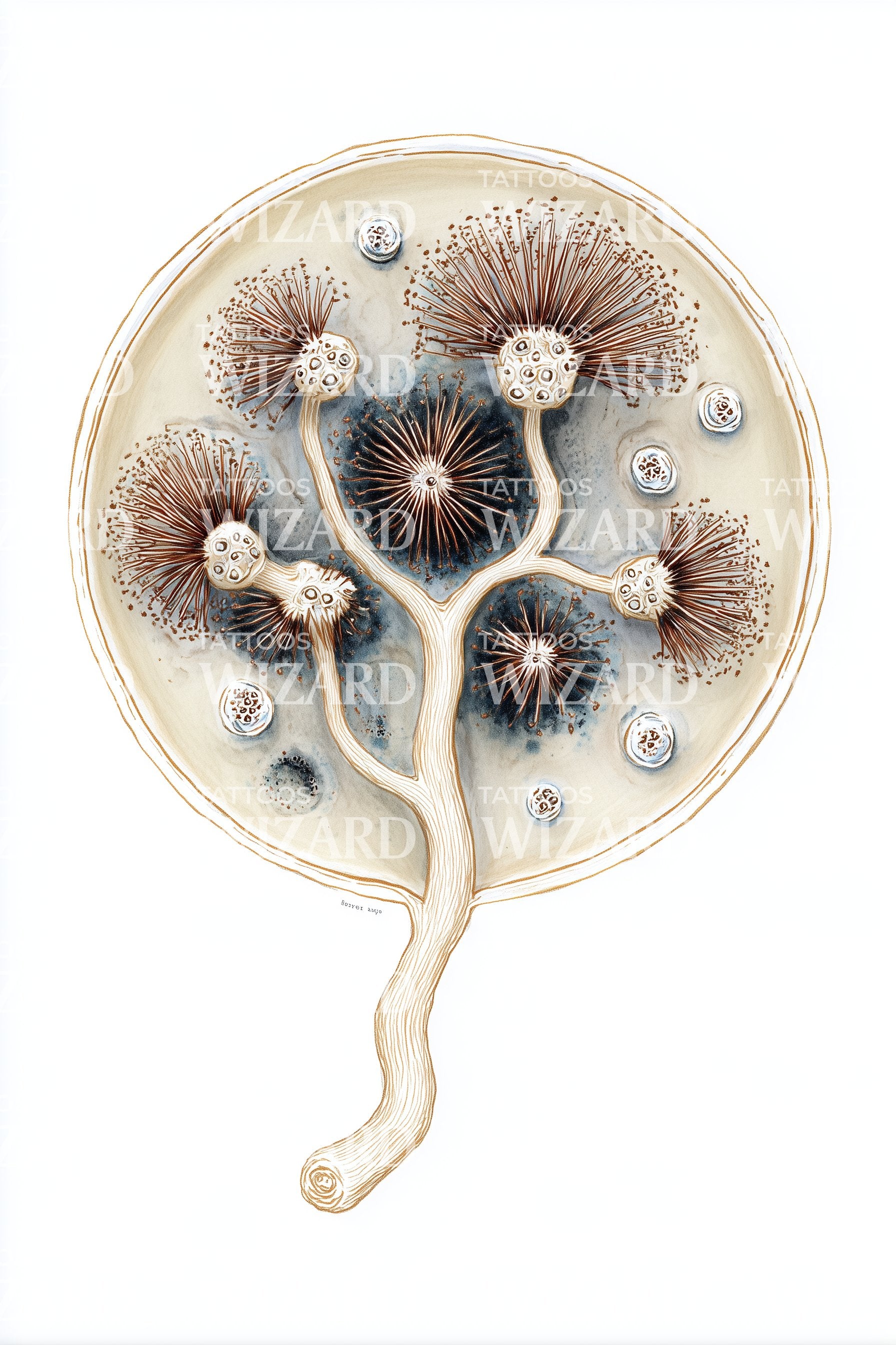 Petri Dish Mycelium Tattoo Illustration – Tattoos Wizard Designs