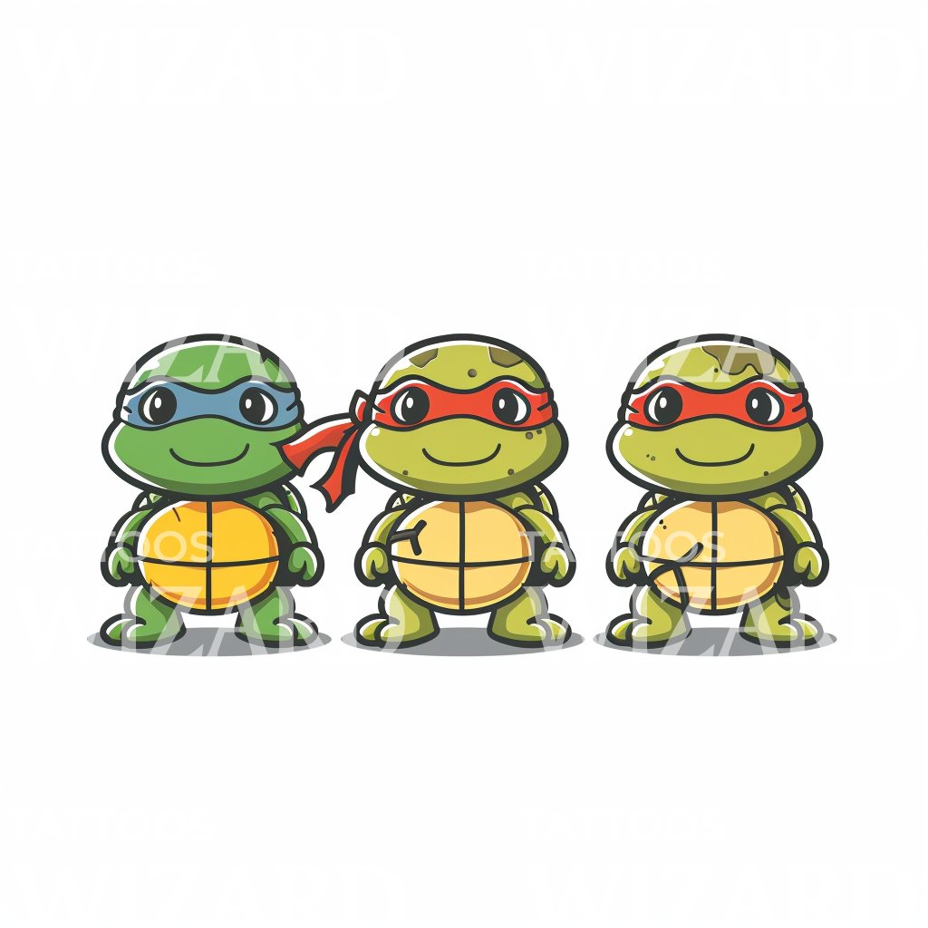 Playful Ninja Turtles Chibi Tattoo Idea – Tattoos Wizard Designs