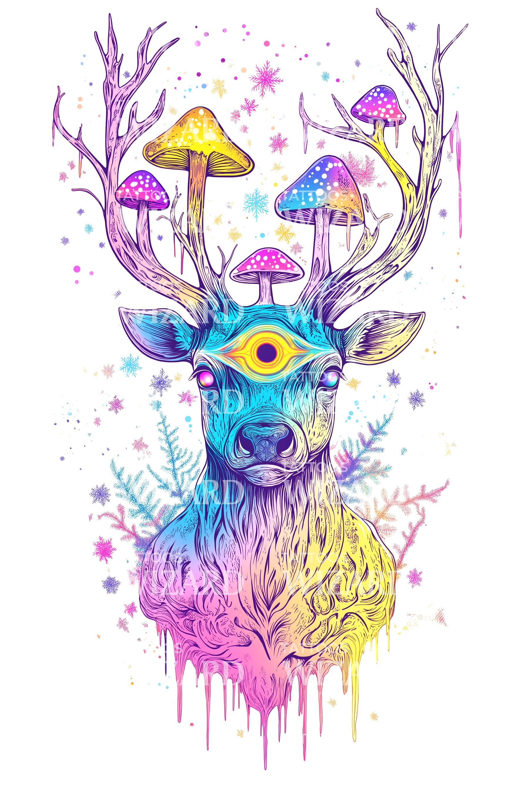 Psychedelic Deer Tattoo Design – Tattoos Wizard Designs