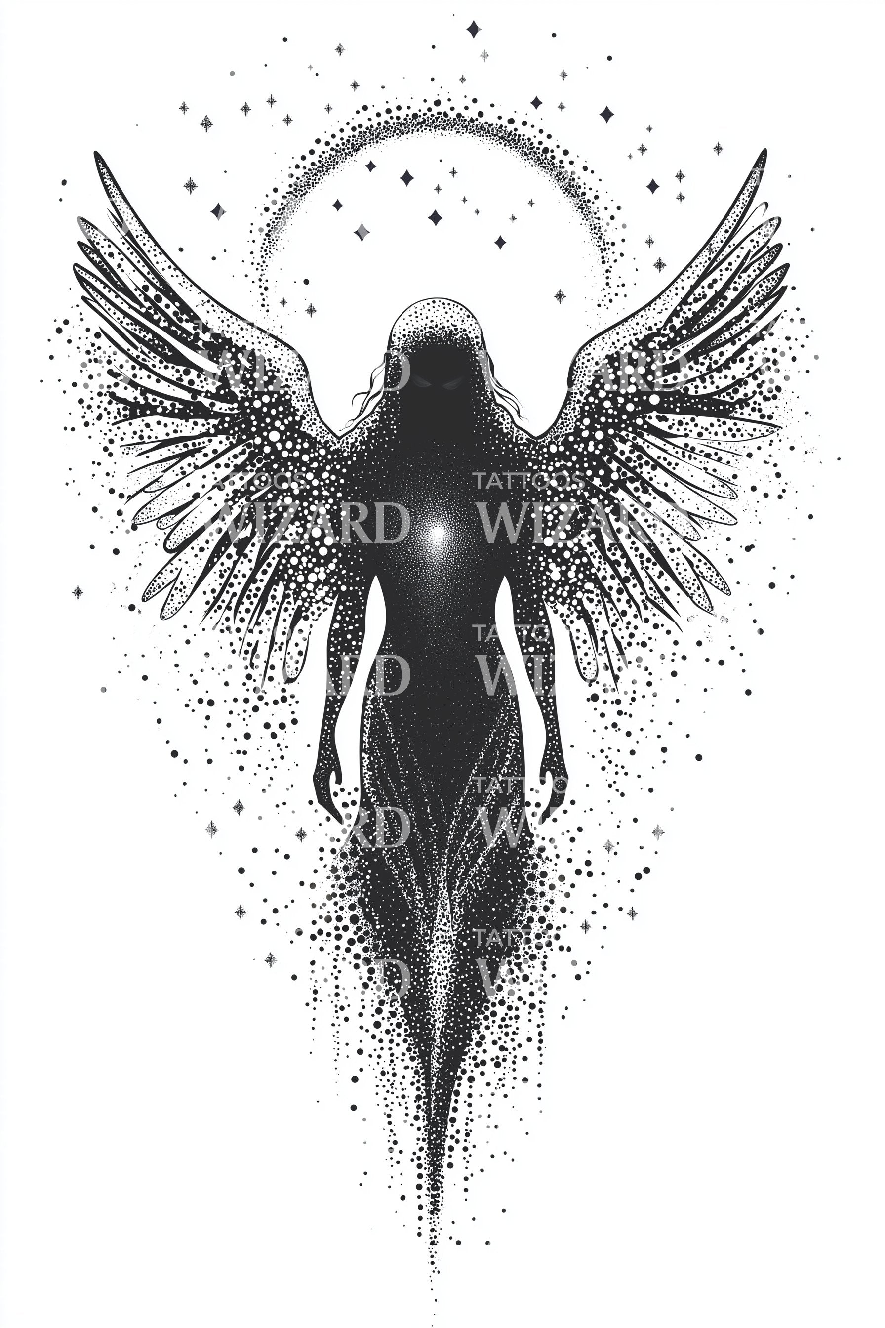 Radiant Winged Angel Tattoo Design – Tattoos Wizard Designs