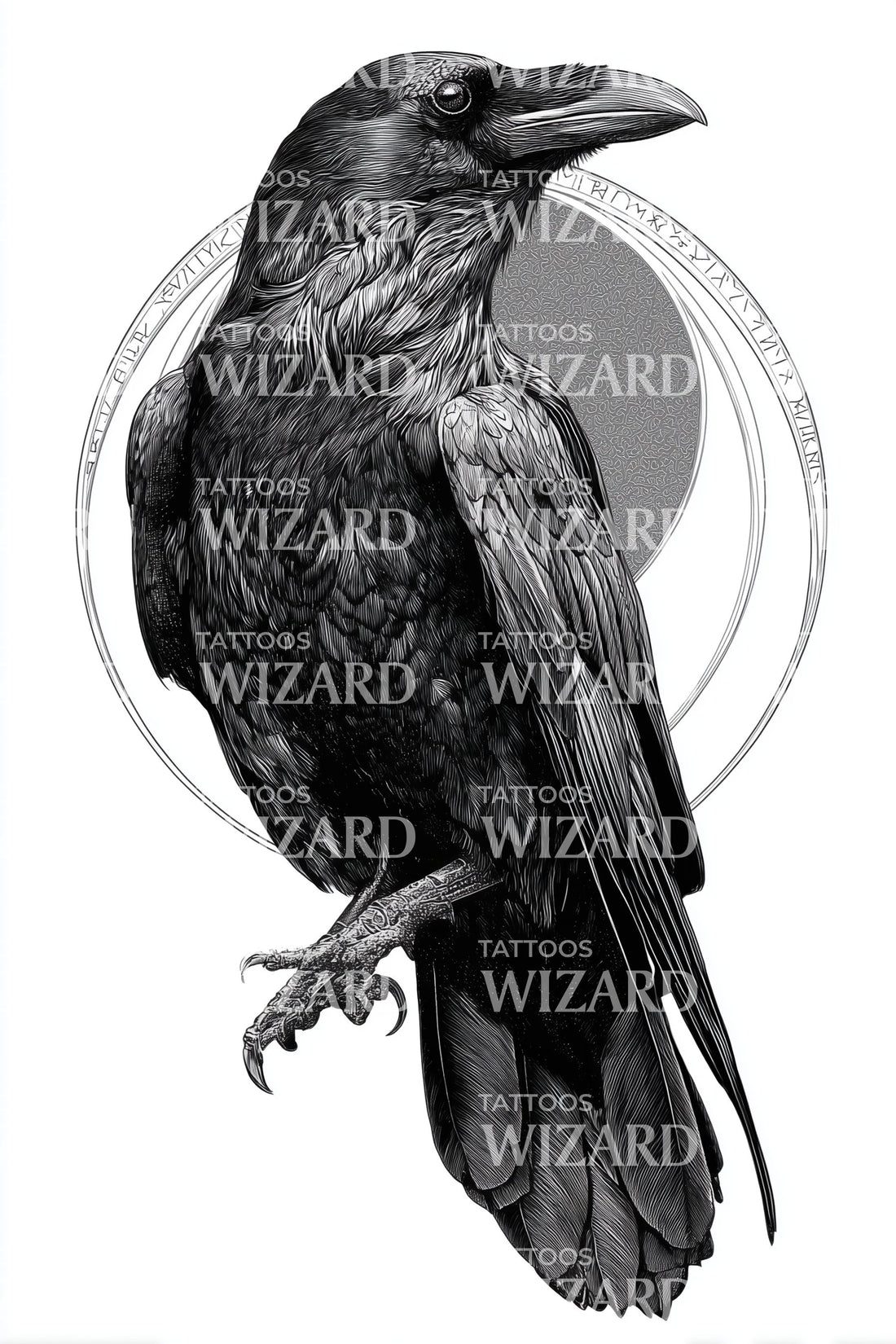 Raven Halo Circle Tattoo Design – Tattoos Wizard Designs