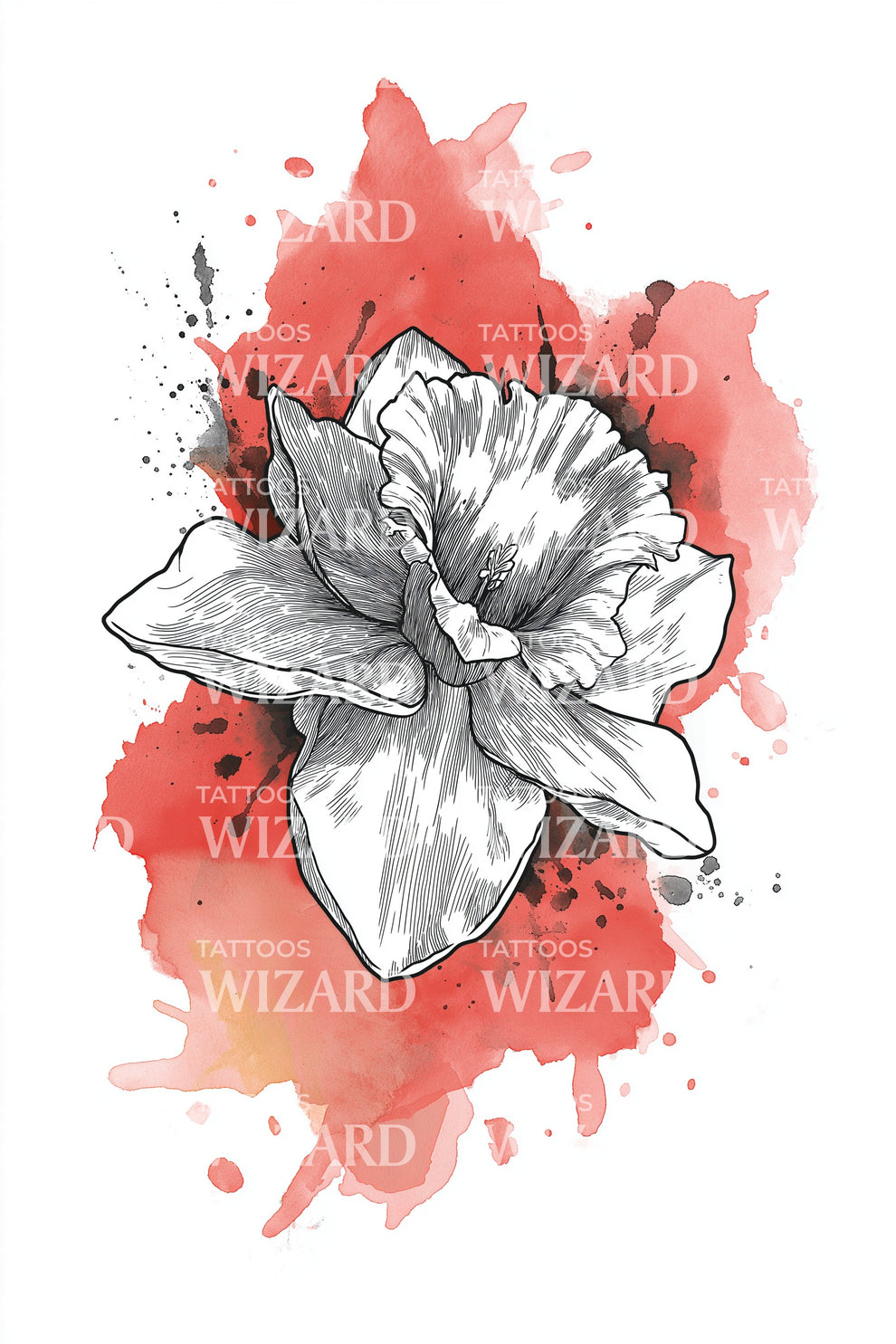 Red Peony Splash Tattoo Design – Tattoos Wizard Designs