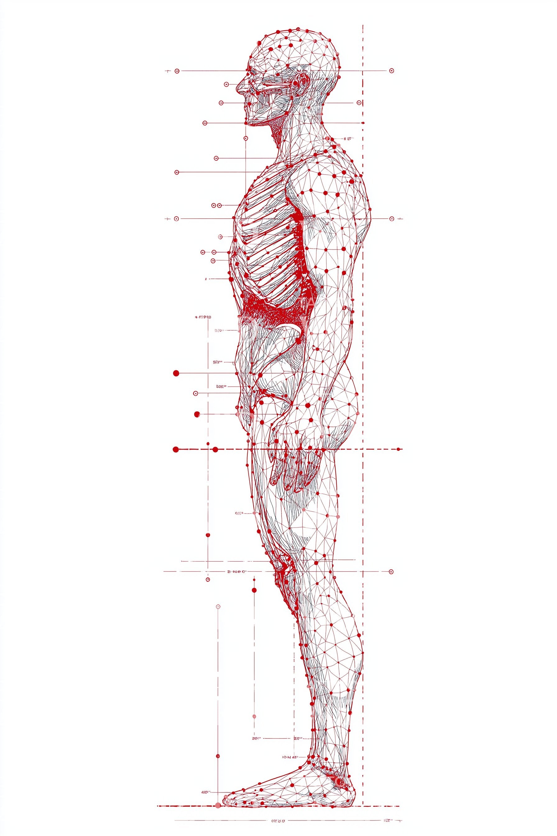 Red Point Body Grid Tattoo Idea – Tattoos Wizard Designs