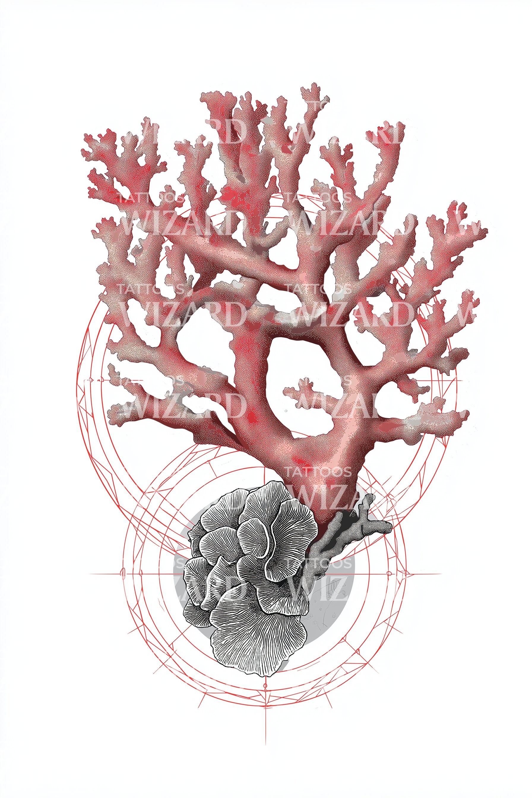Red Reef Coral Tattoo Idea – Tattoos Wizard Designs