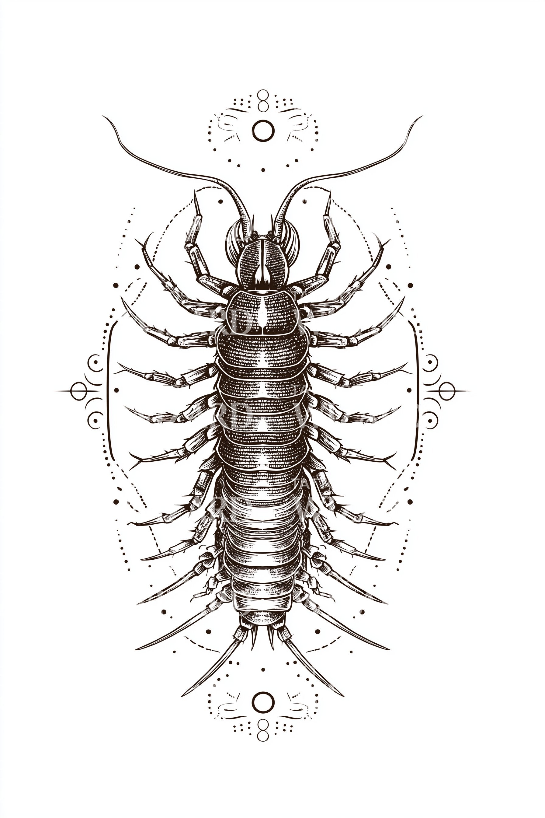 Sacred Isopod Geometry Tattoo Illustration – Tattoos Wizard Designs
