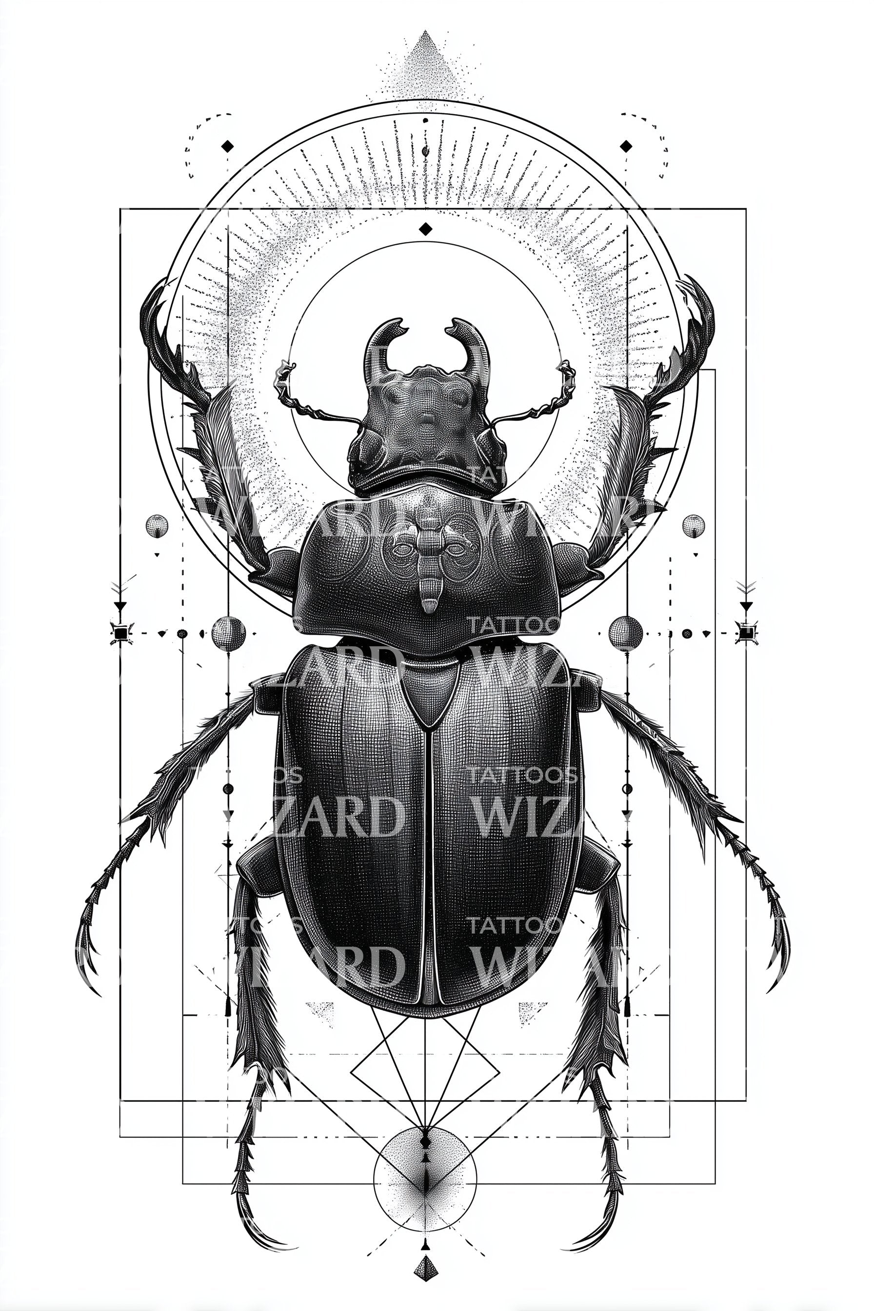Sacred Stag Beetle Tattoo Design – Tattoos Wizard Designs