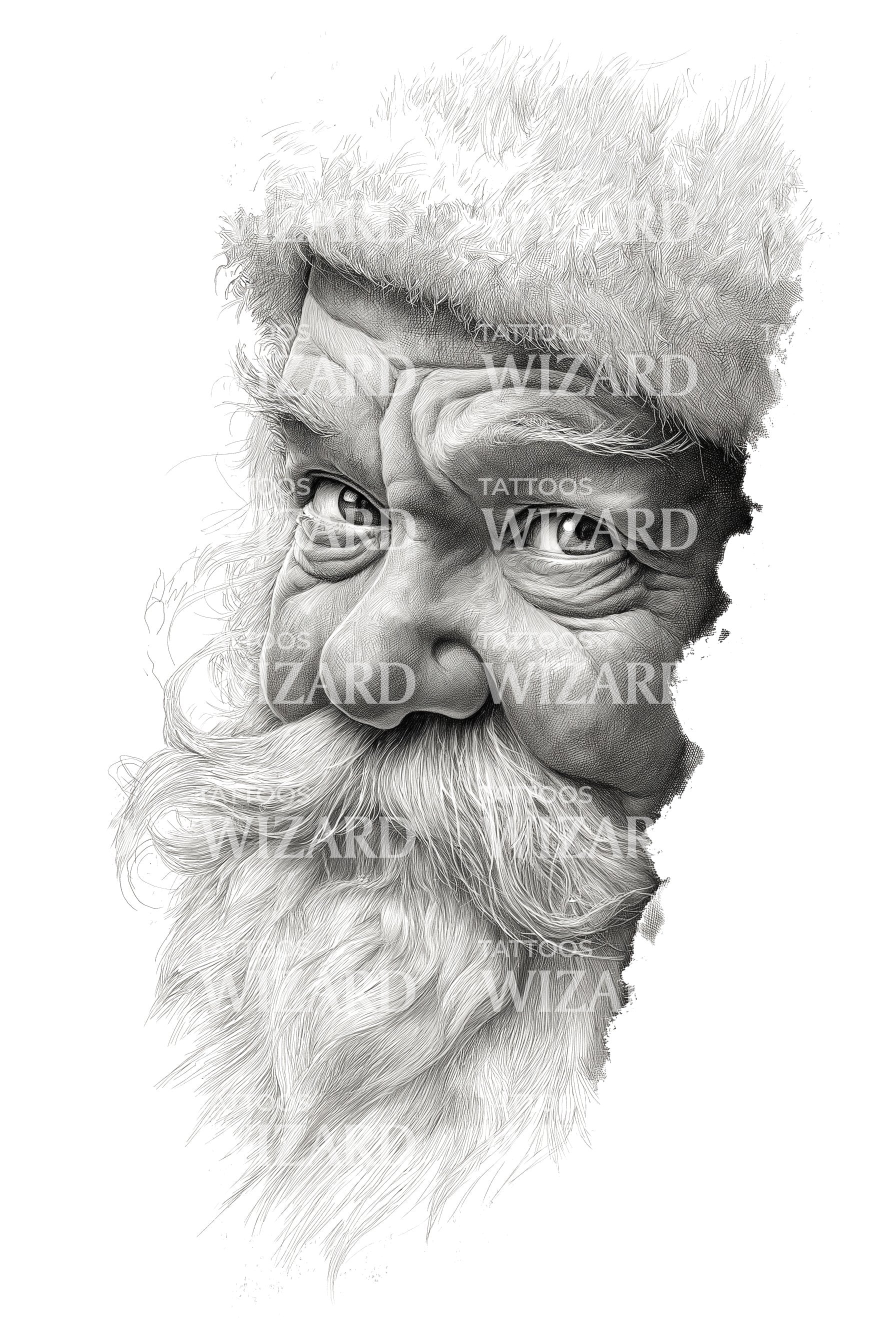 Santa Portrait Tattoo Design – Tattoos Wizard Designs