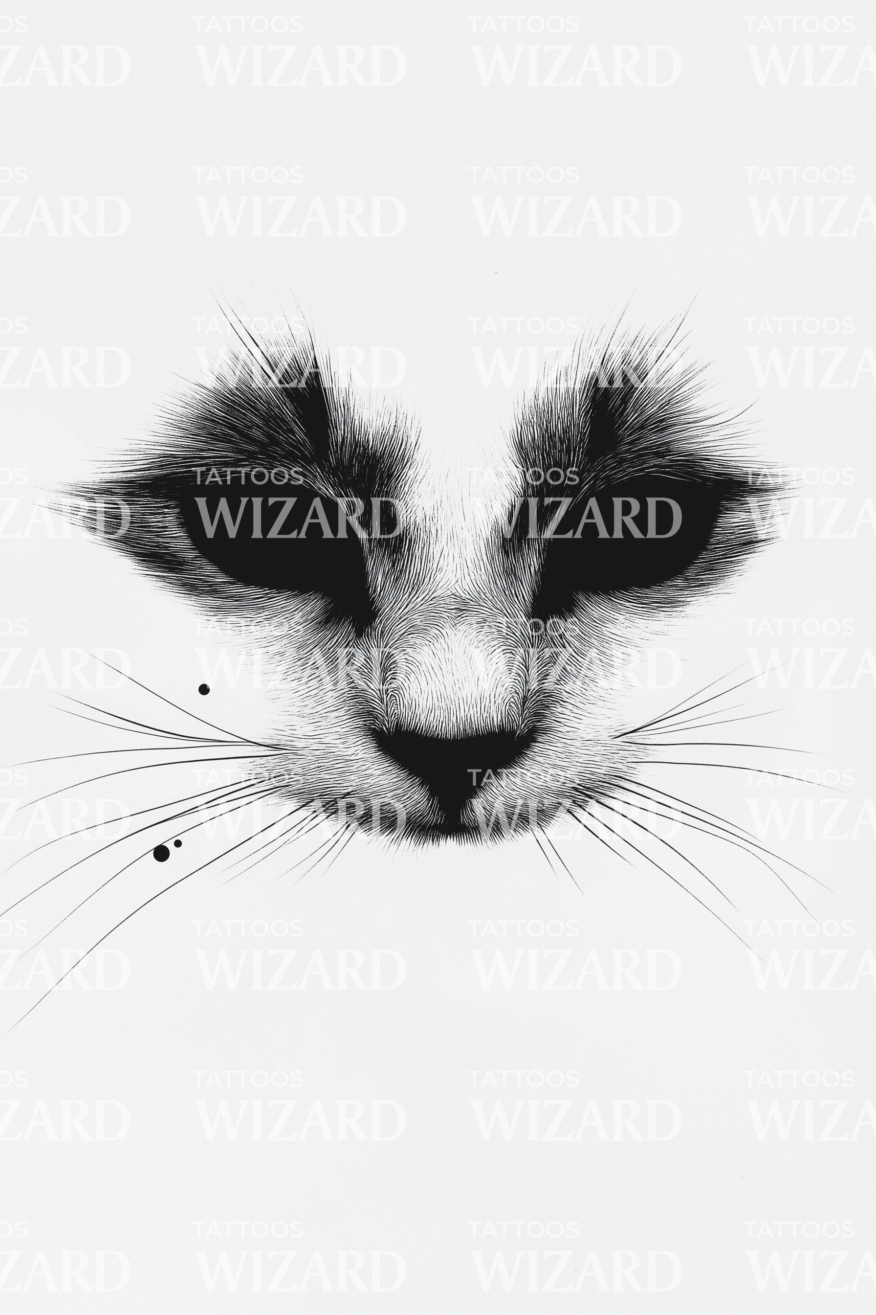 Serene Cat Face Tattoo Illustration – Tattoos Wizard Designs