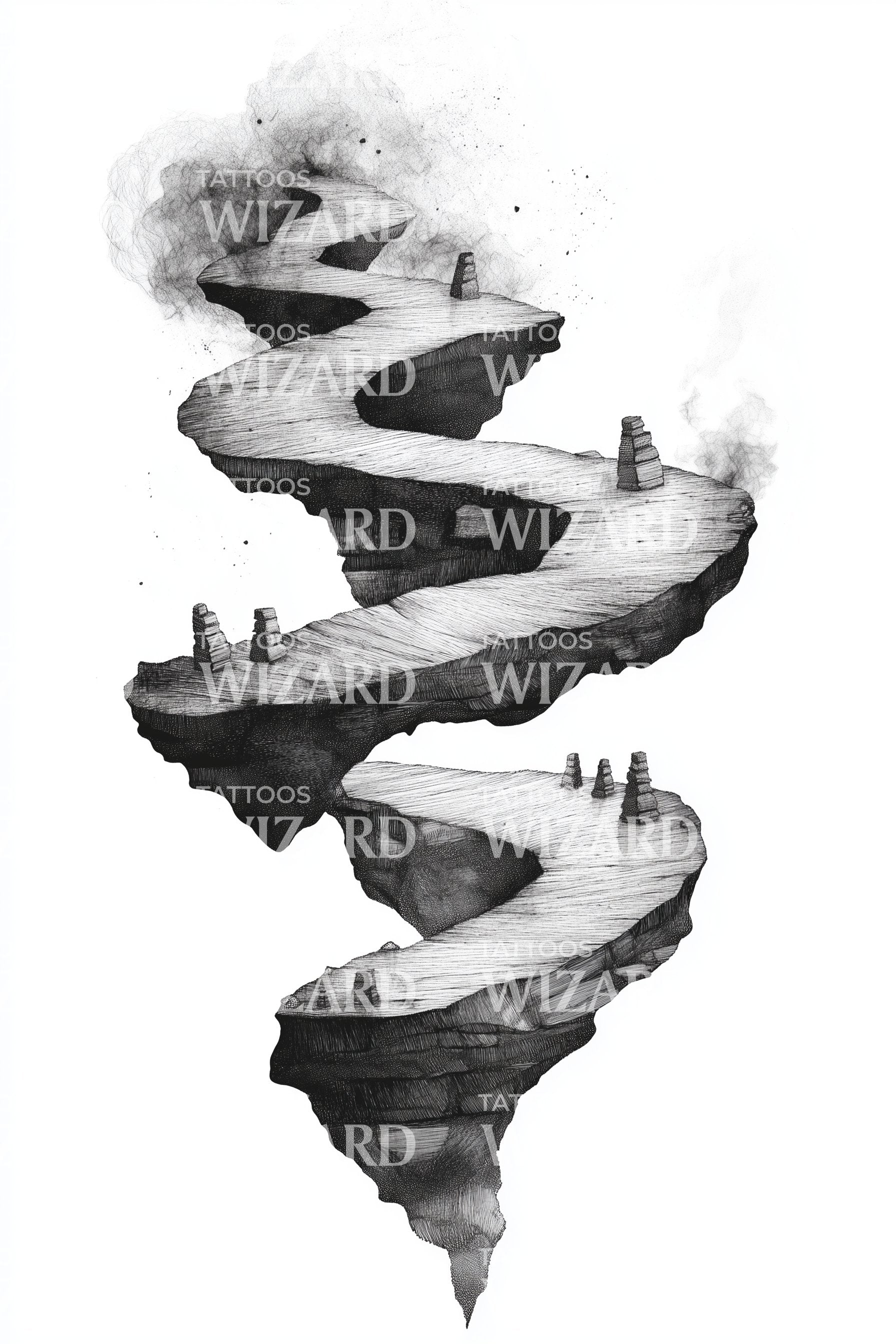 Serpentine Canyon Path Tattoo Design – Tattoos Wizard Designs