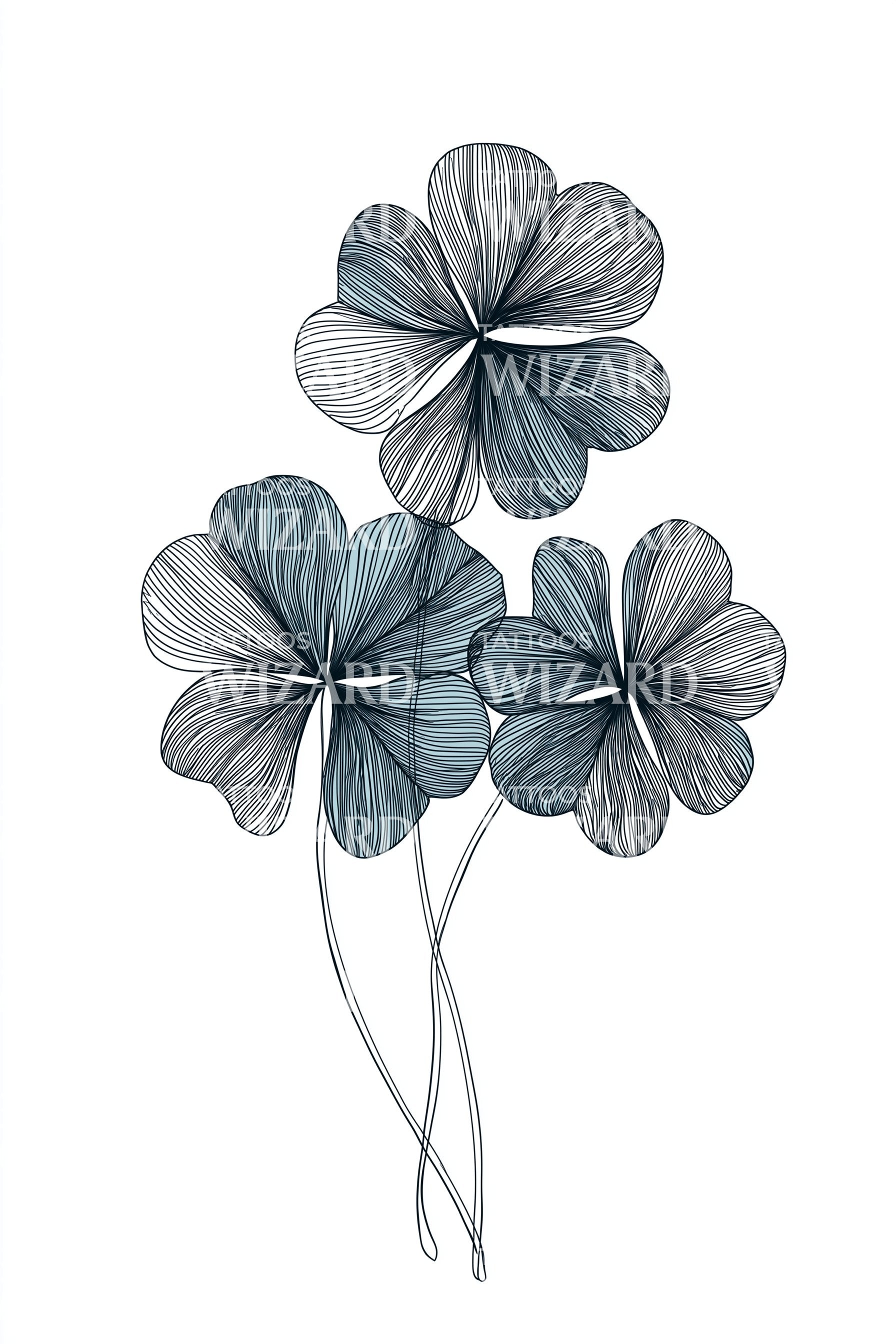 Shaded Clover Bouquet Tattoo Design – Tattoos Wizard Designs