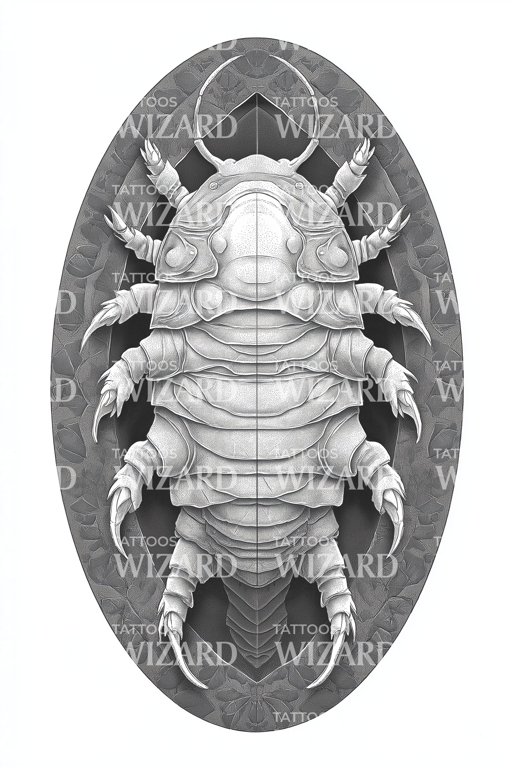 Shadow Isopod Medallion Tattoo Design – Tattoos Wizard Designs