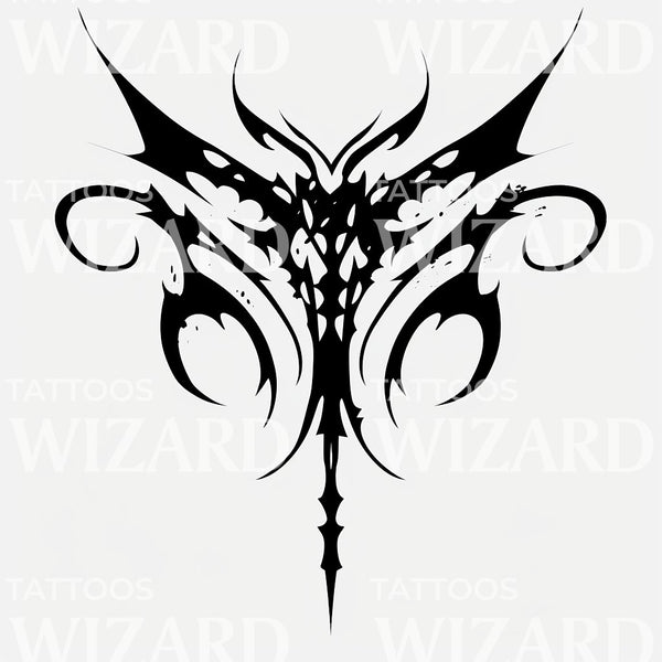 Sharp Tribal Wings with Aggressive Symmetry Tattoo Design – Tattoos ...