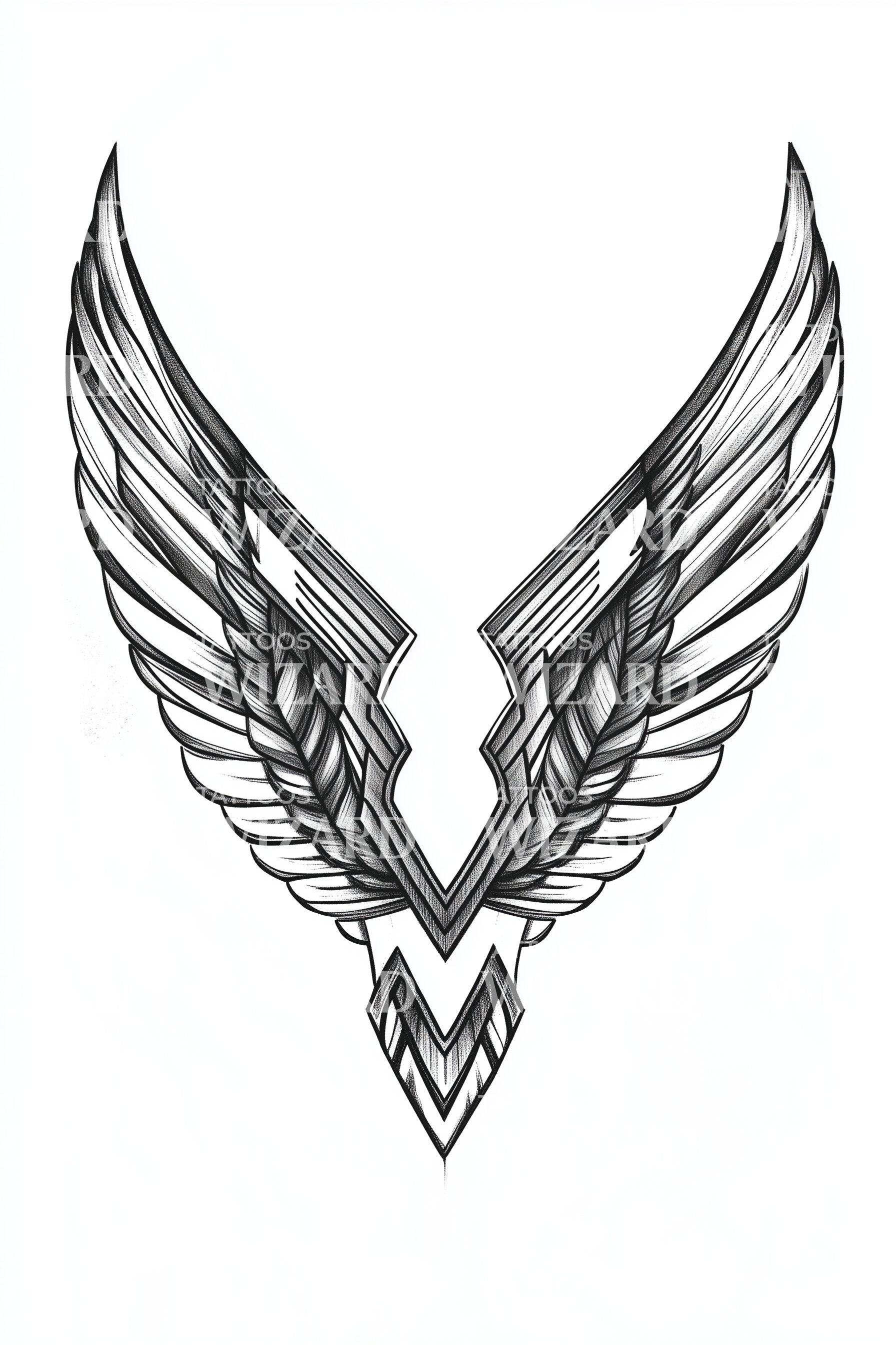 Sharp V Wing Crest Tattoo Idea – Tattoos Wizard Designs