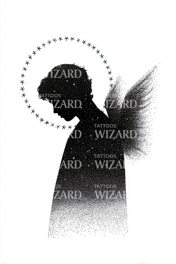 Silhouette Guardian Angel Tattoo Design – Tattoos Wizard Designs
