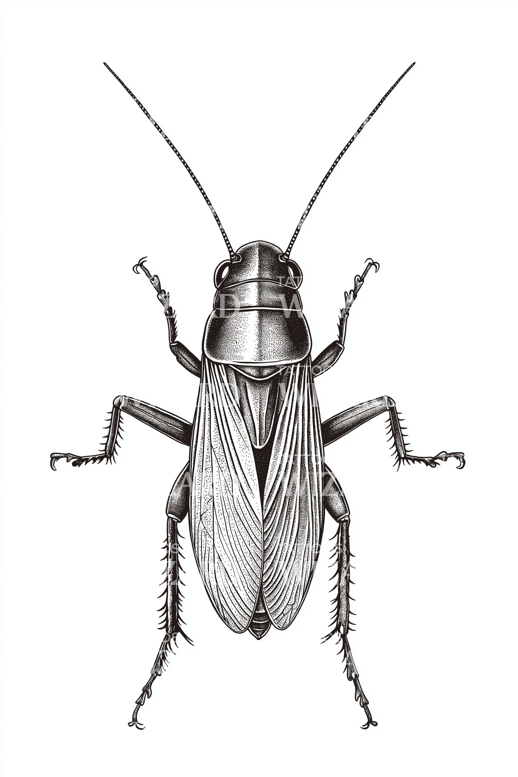 Silver Cockroach Study Tattoo Illustration – Tattoos Wizard Designs