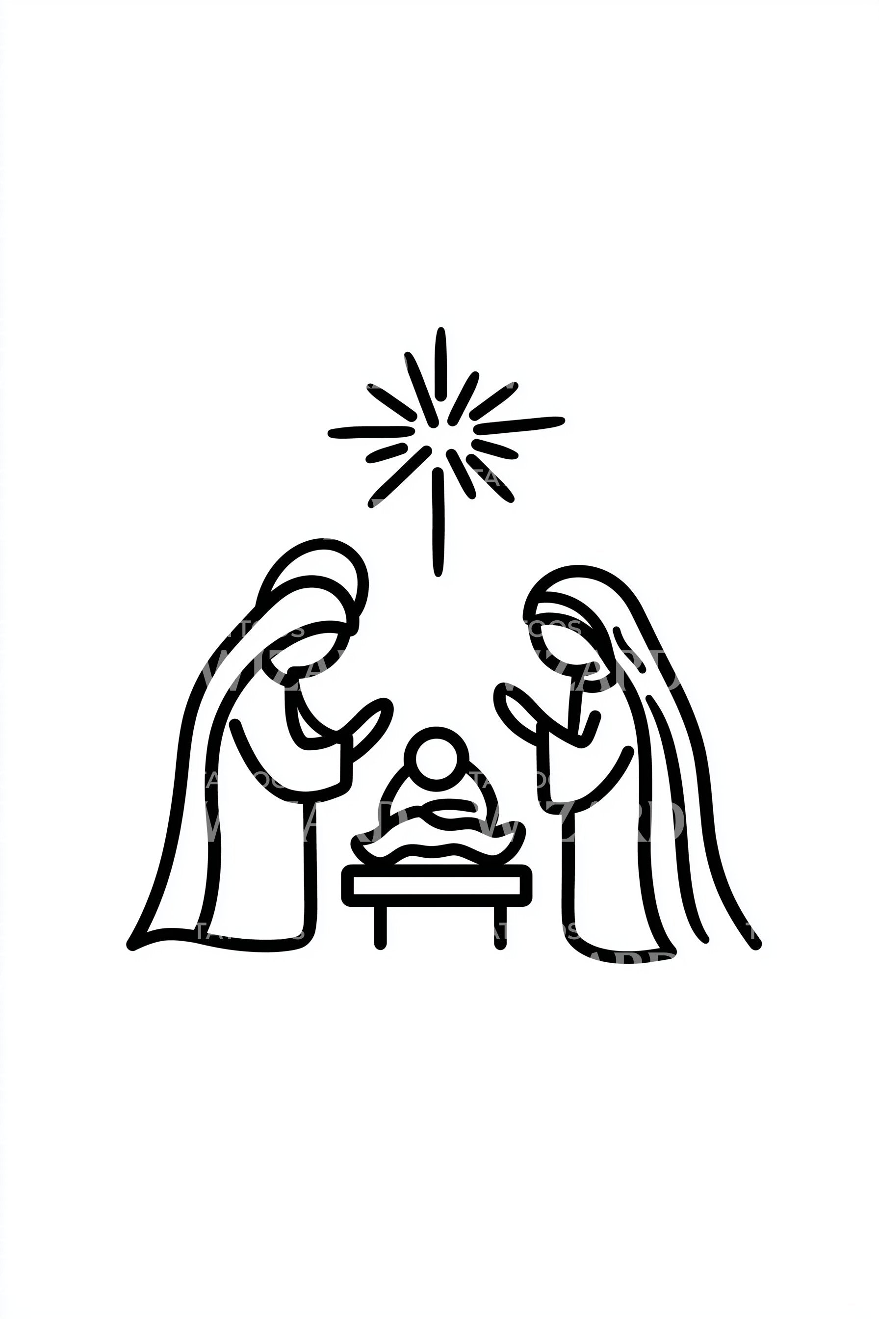 Simple Manger Scene Tattoo Idea – Tattoos Wizard Designs