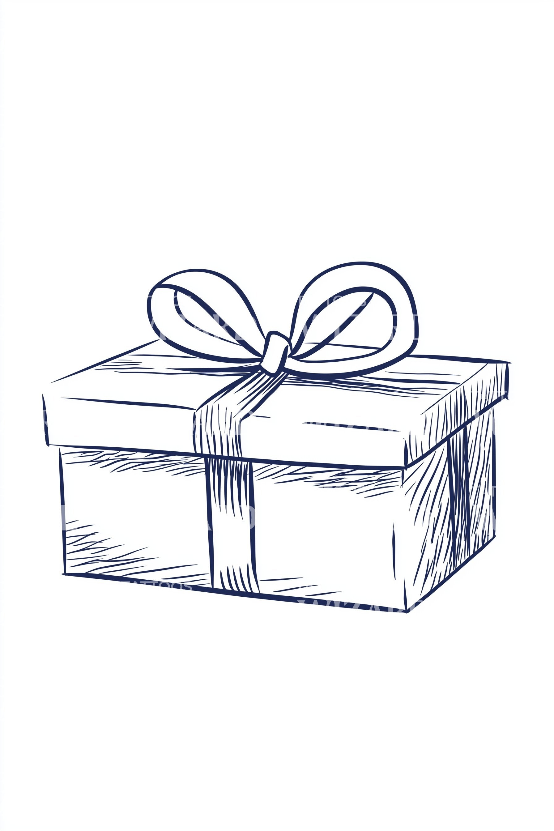 Sketchy Blue Present Tattoo Illustration – Tattoos Wizard Designs