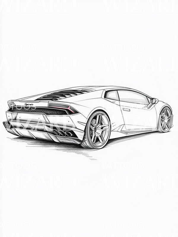 Sleek Lamborghini Outline Tattoo in Neo-Traditional Style – Tattoos ...