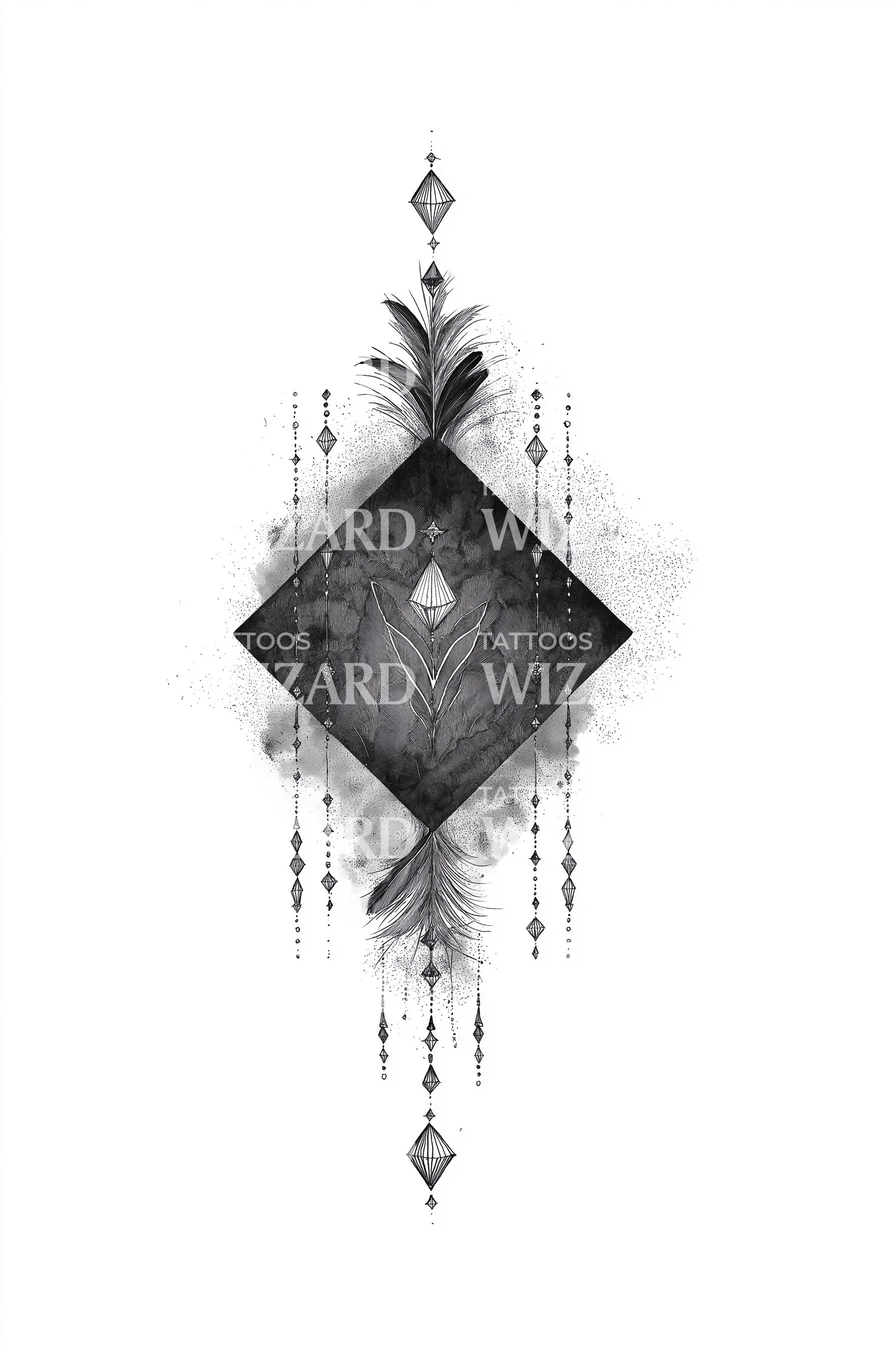 Smoky Rune Diamond Tattoo Design – Tattoos Wizard Designs