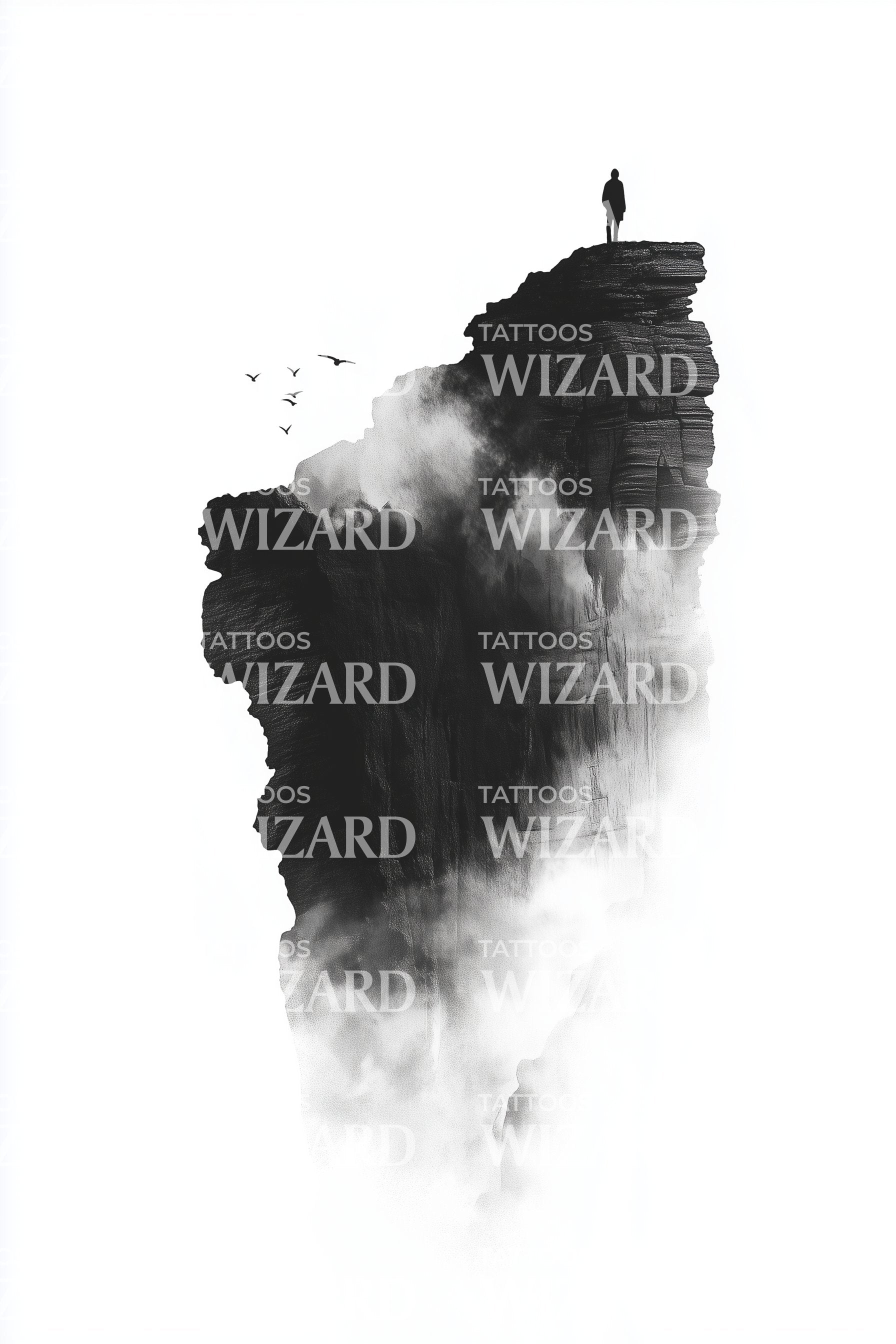 Solitary Cliff Wanderer Tattoo Design – Tattoos Wizard Designs