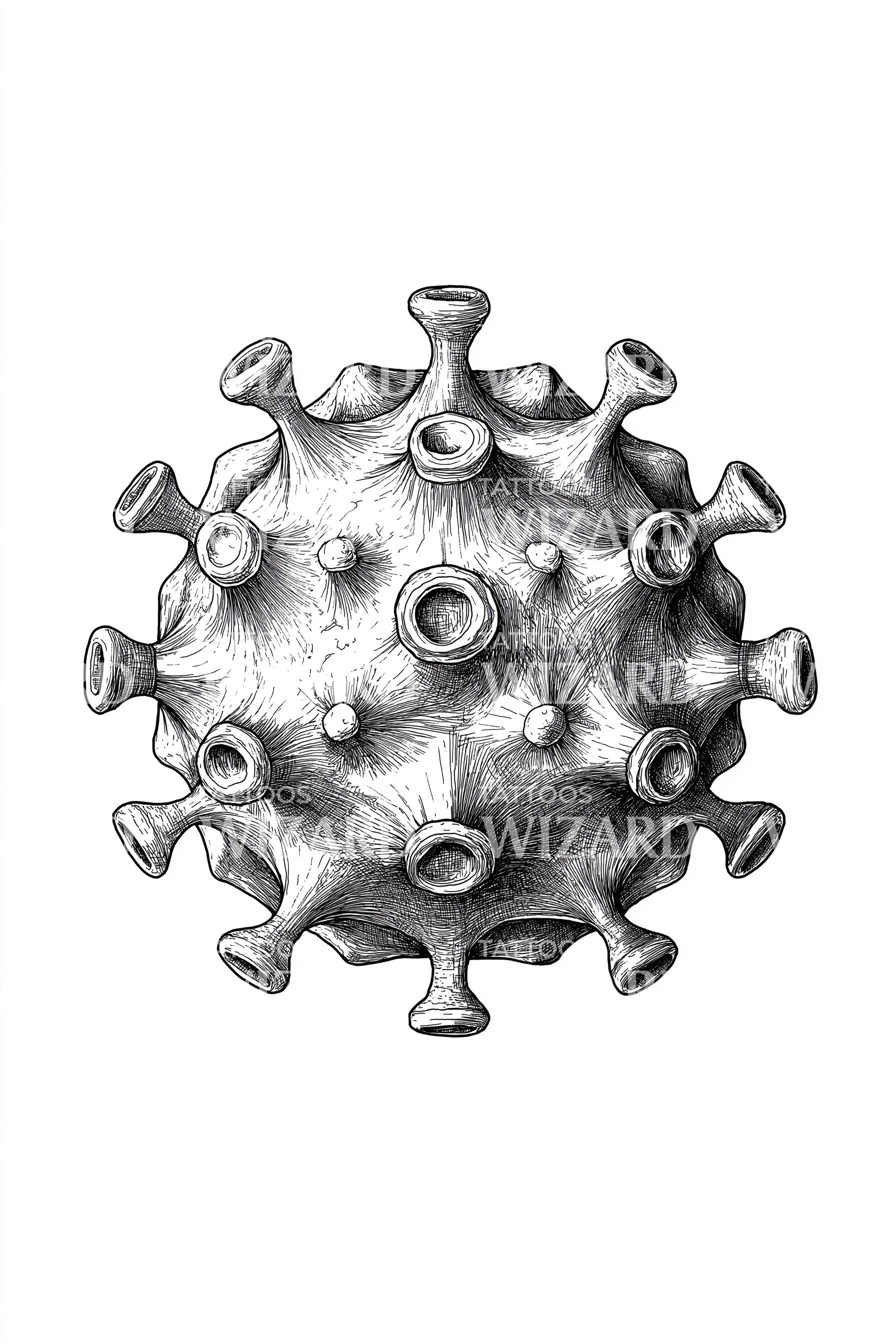Spiked Microbe Sphere Tattoo Design – Tattoos Wizard Designs