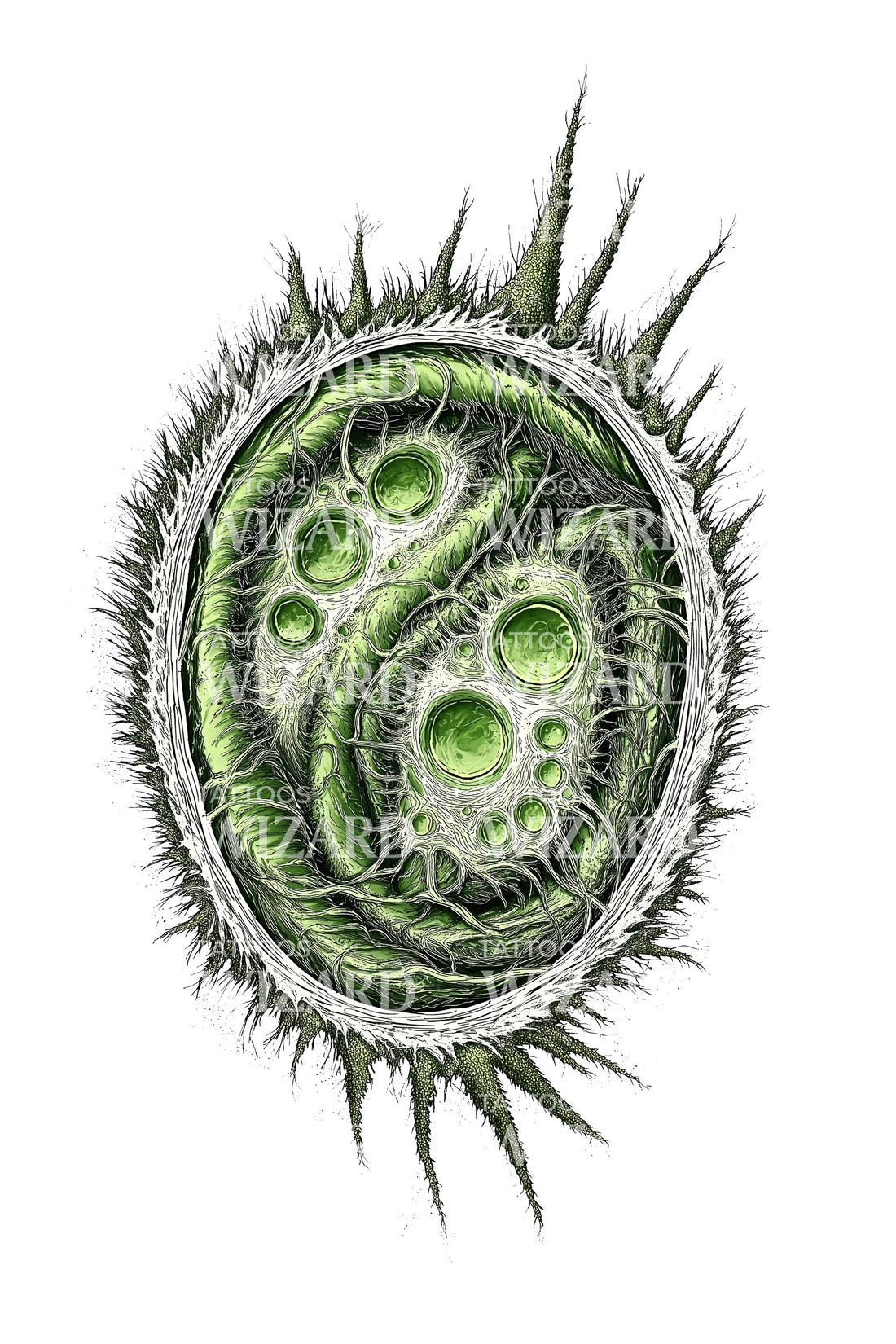 Spiky Microbe Orb Tattoo Idea – Tattoos Wizard Designs