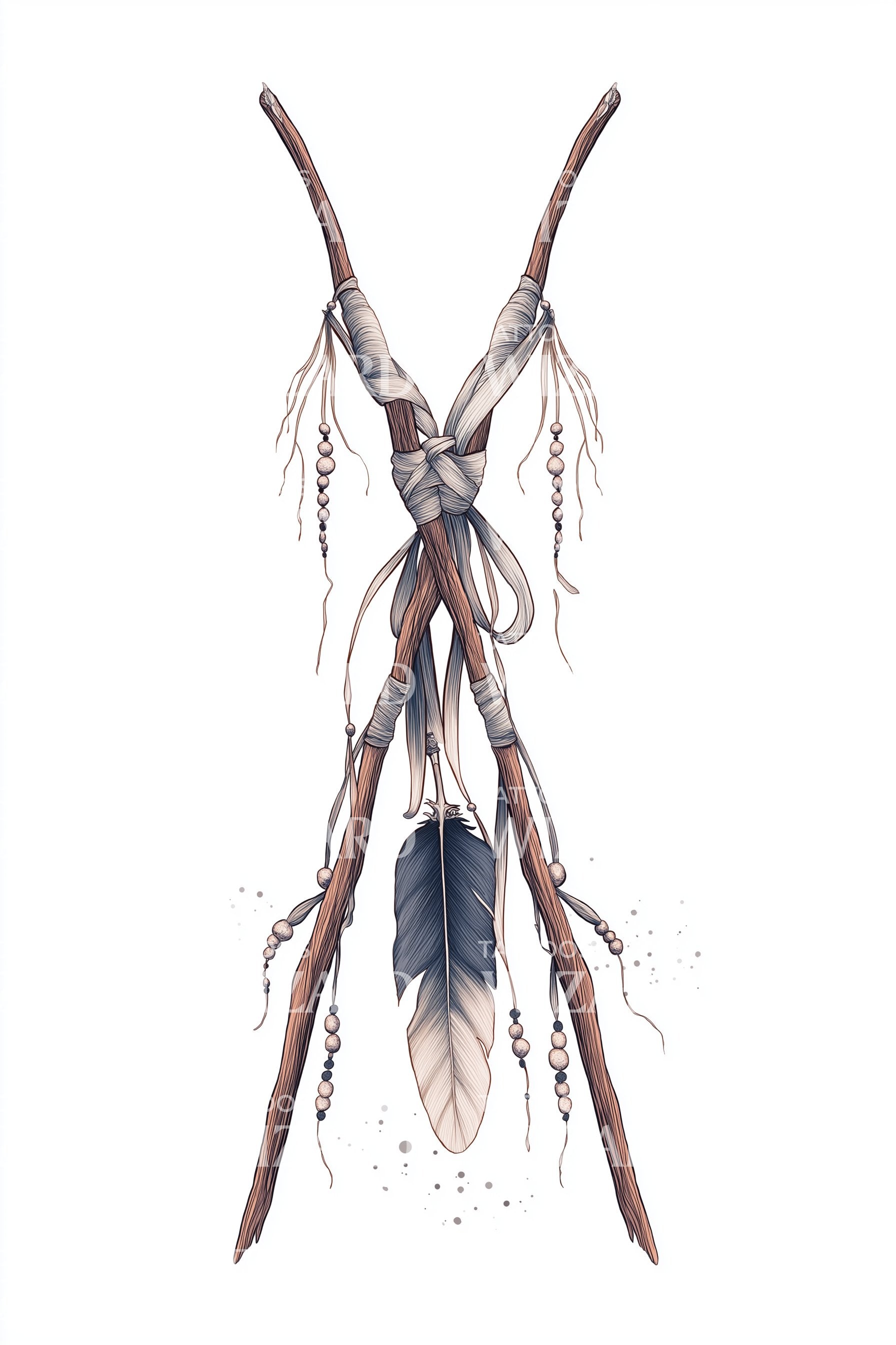 Spirit Lodge Poles Tattoo Design – Tattoos Wizard Designs