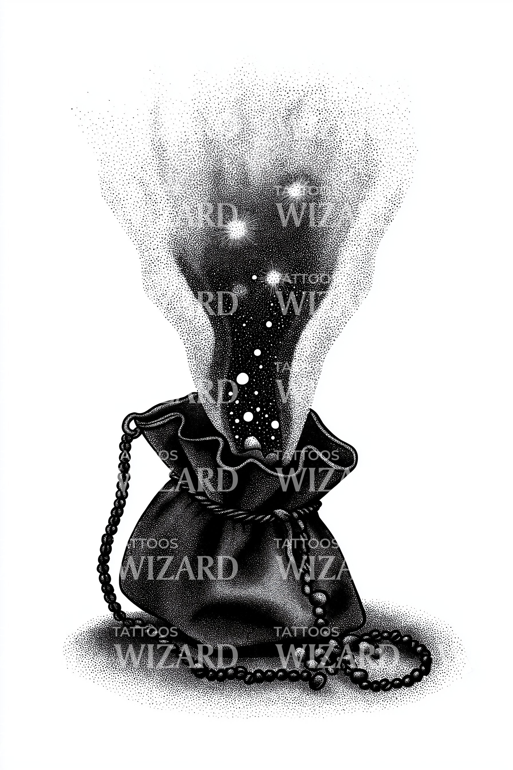 Starlit Magic Pouch Tattoo Design – Tattoos Wizard Designs