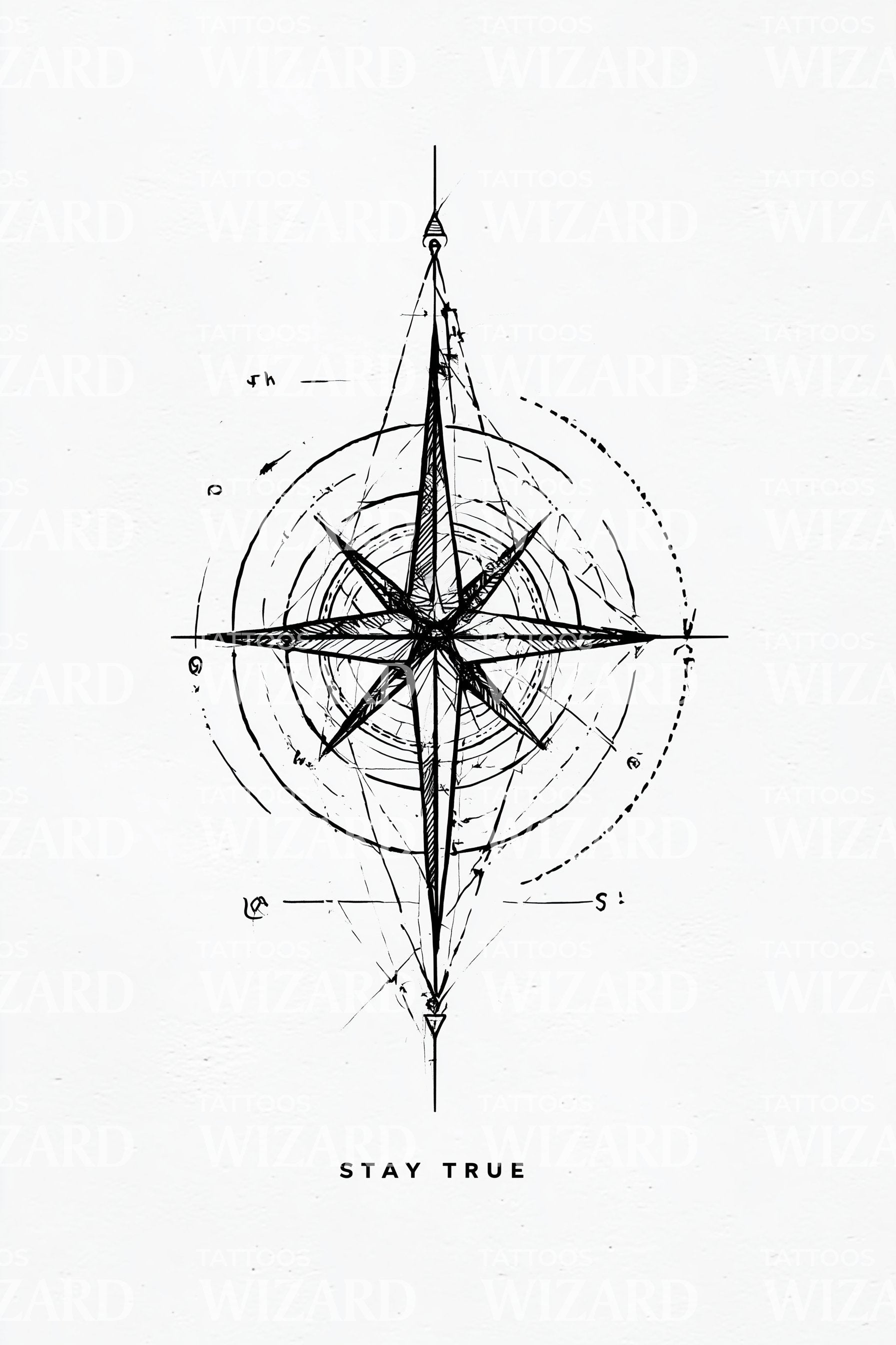 Stay True Compass Tattoo Design – Tattoos Wizard Designs