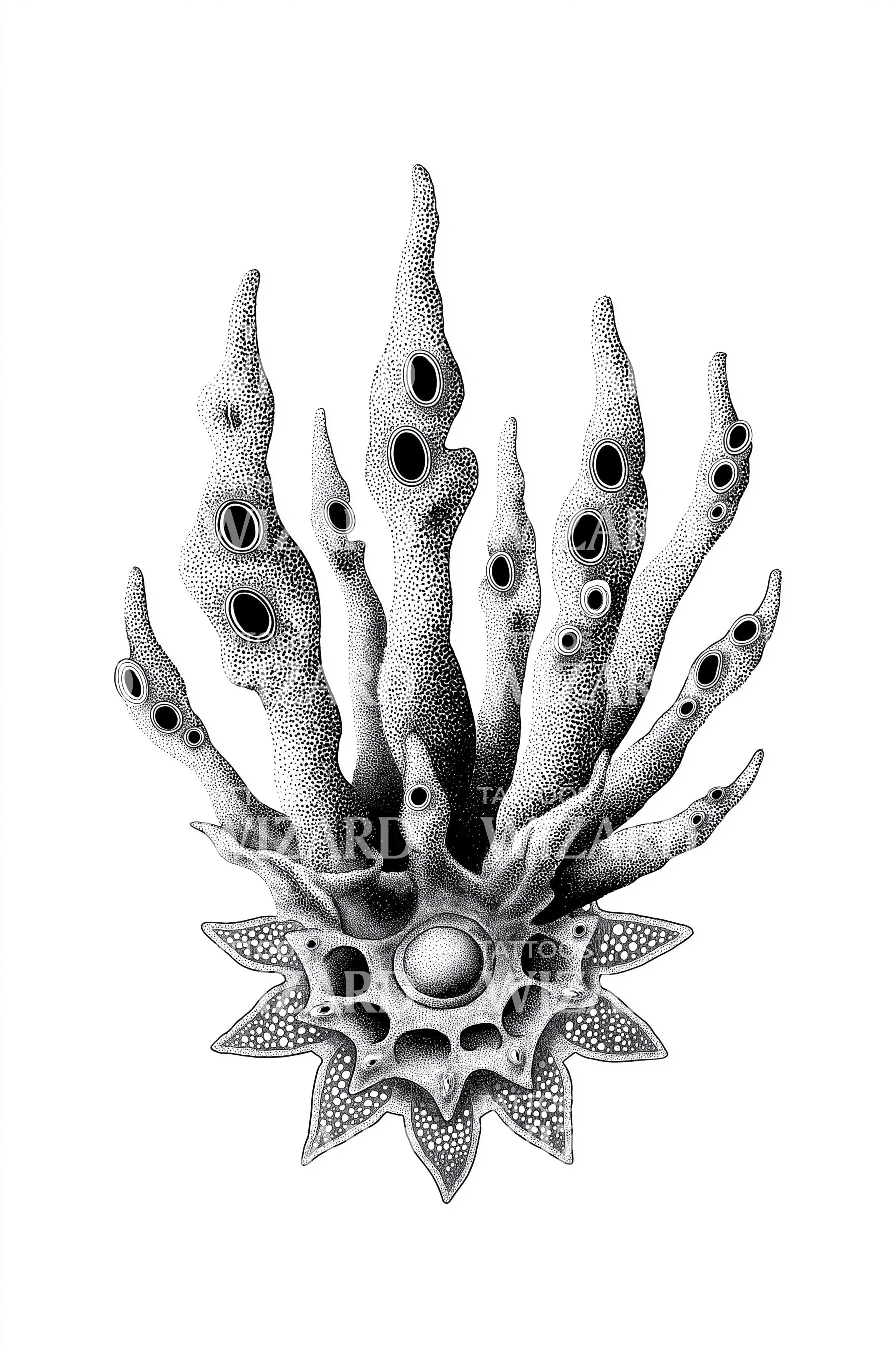 Stippled Sea Sponge Tattoo Design – Tattoos Wizard Designs