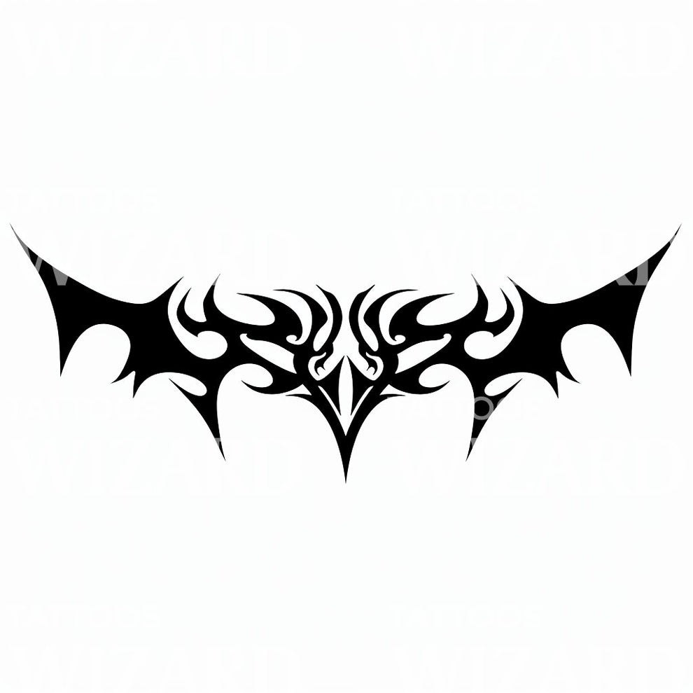 Symmetrical Flame-Inspired Tribal Tattoo Design – Tattoos Wizard Designs