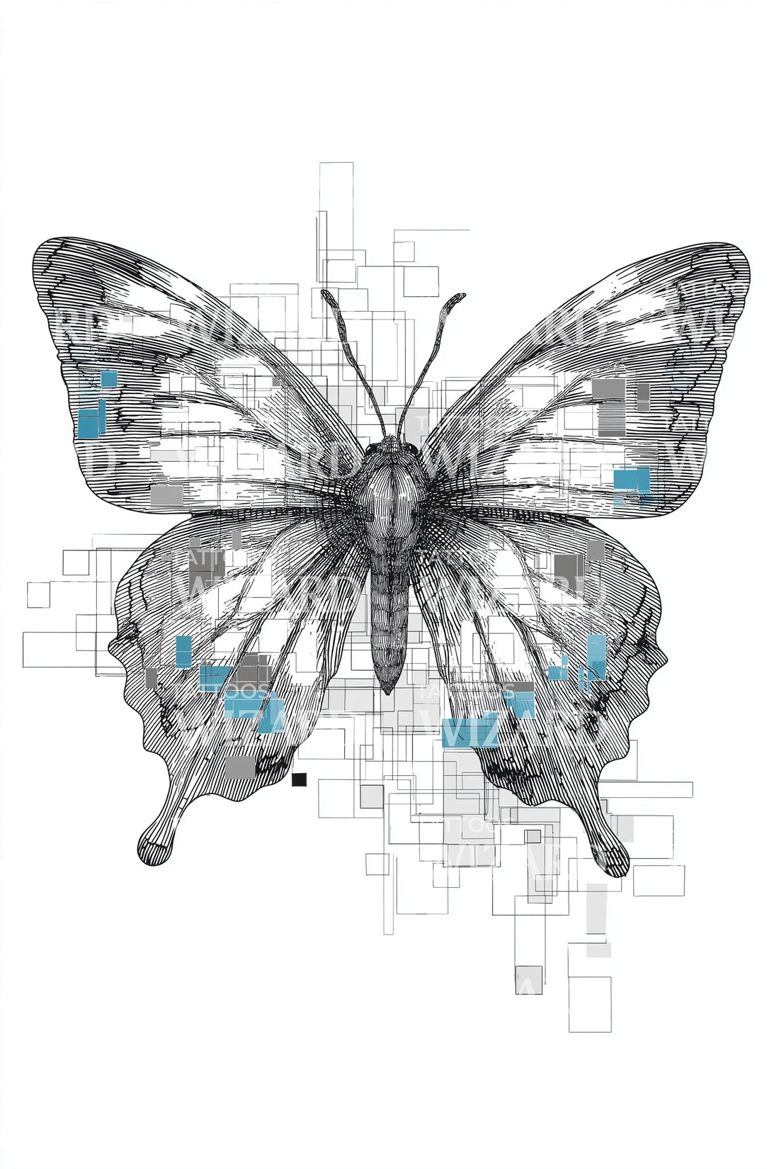 Tech Blueprint Butterfly Tattoo Design – Tattoos Wizard Designs