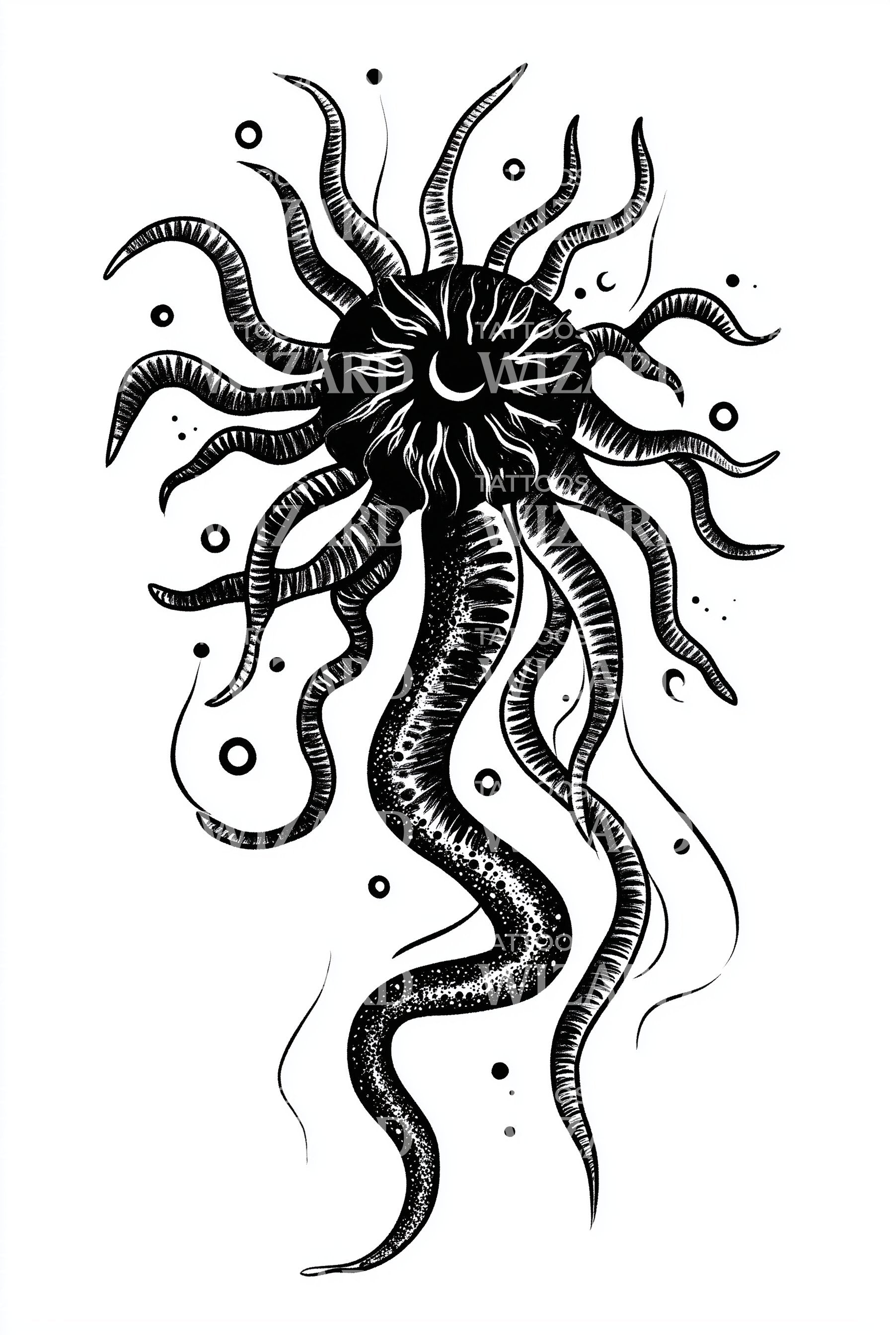 Tentacled Abyss Microbe Tattoo Design – Tattoos Wizard Designs