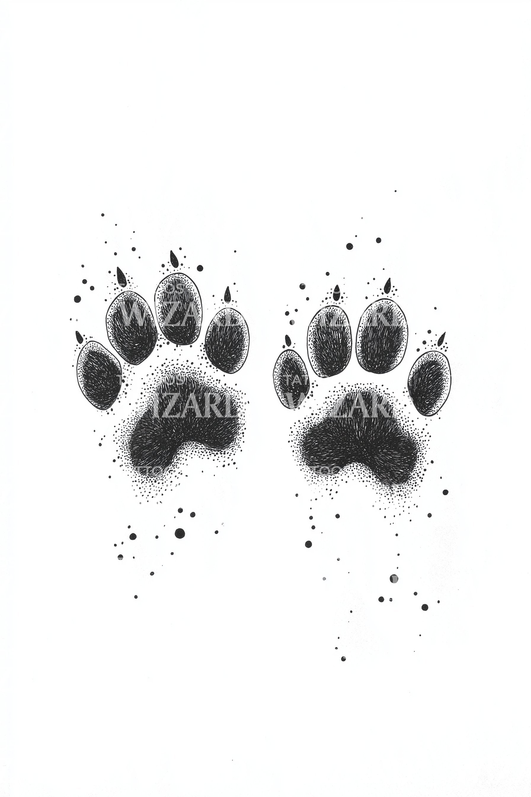 Textured Paw Prints Tattoo Illustration – Tattoos Wizard Designs