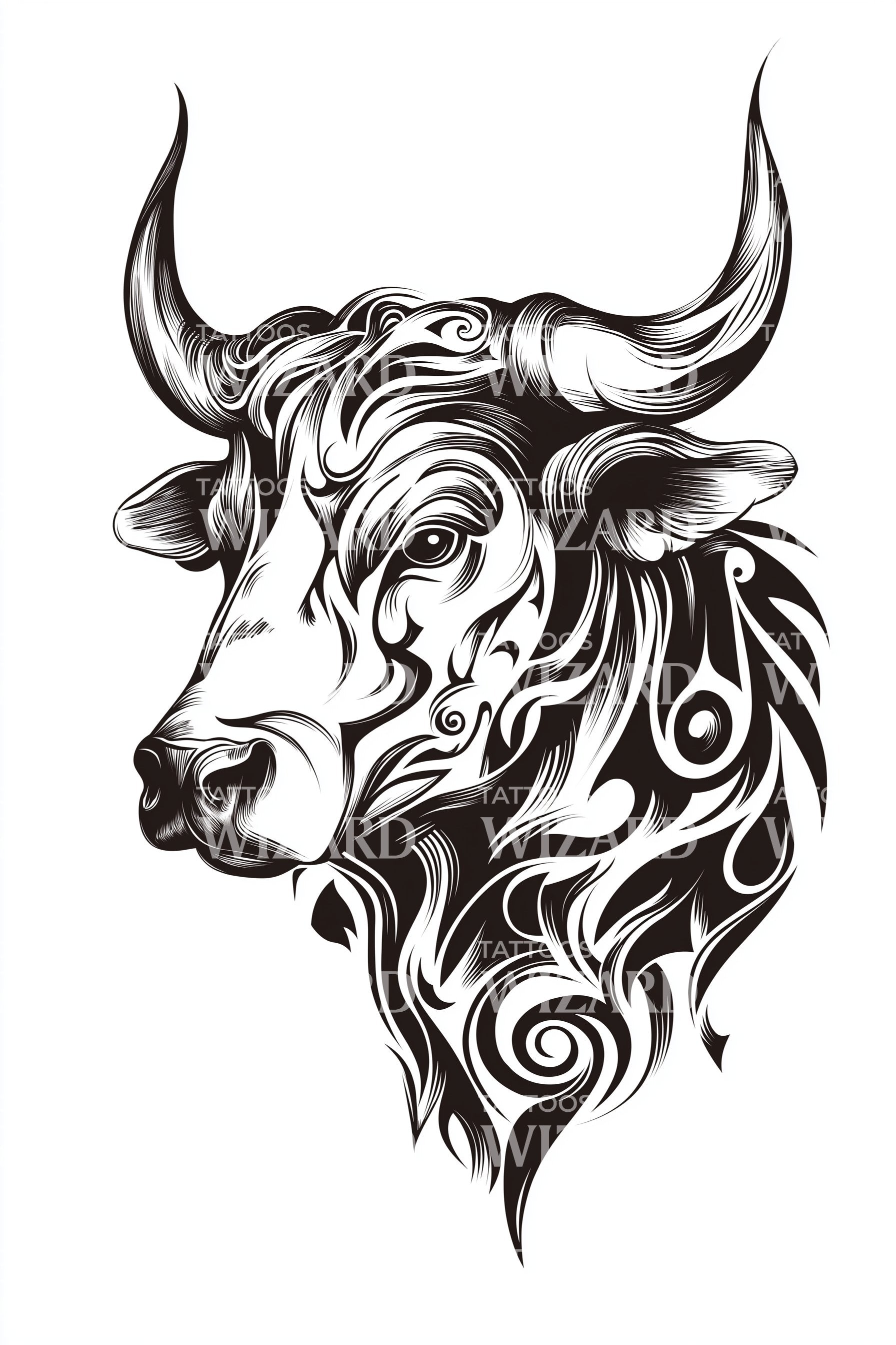 Tribal Bull Head Tattoo Design – Tattoos Wizard Designs
