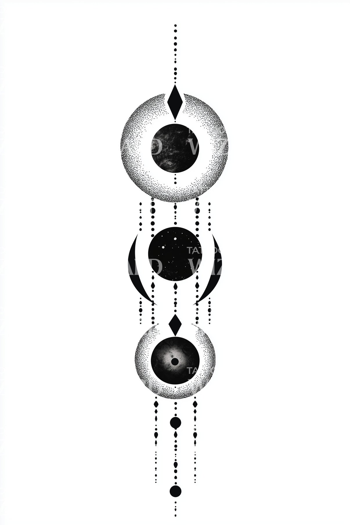 Triple Moon Alignment Tattoo Design – Tattoos Wizard Designs
