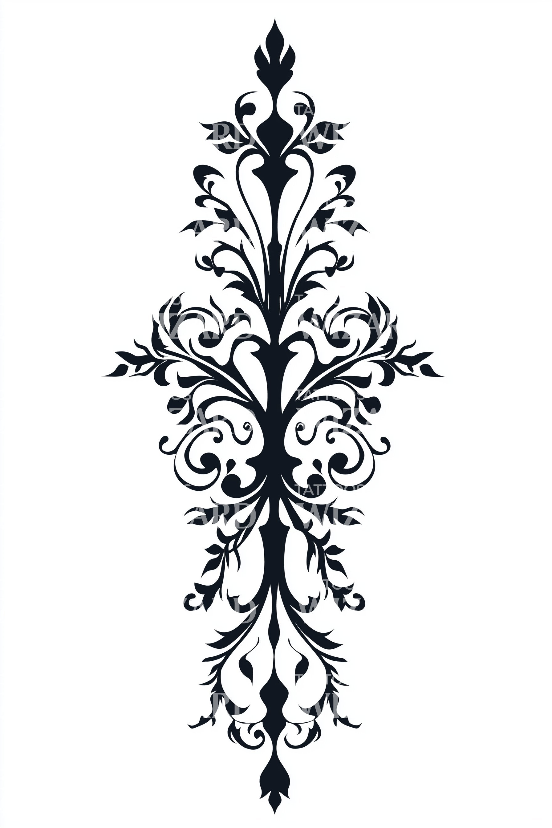 Victorian Damask Ornament Tattoo Design – Tattoos Wizard Designs