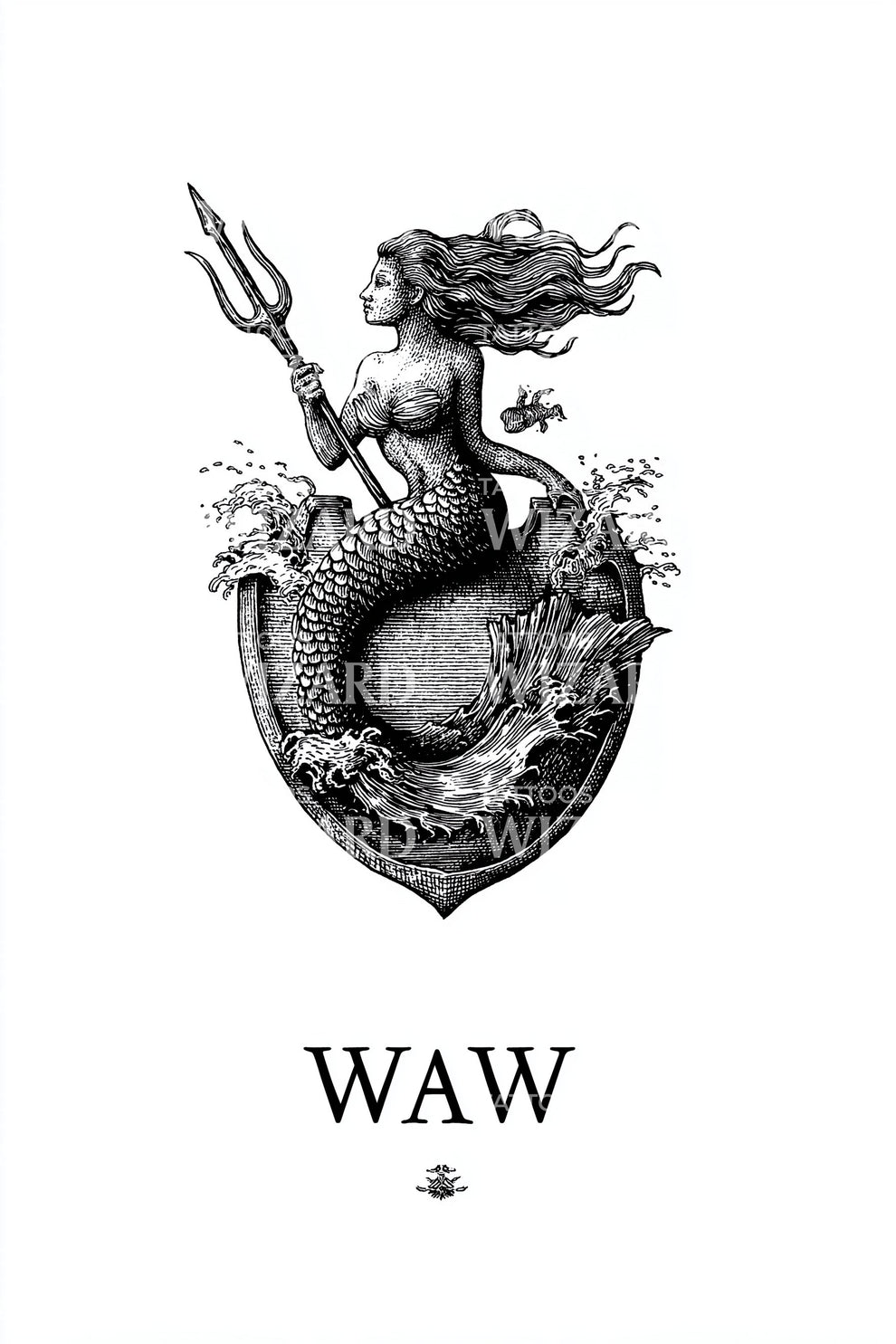 Warsaw WAW Syrenka Tattoo Design – Tattoos Wizard Designs