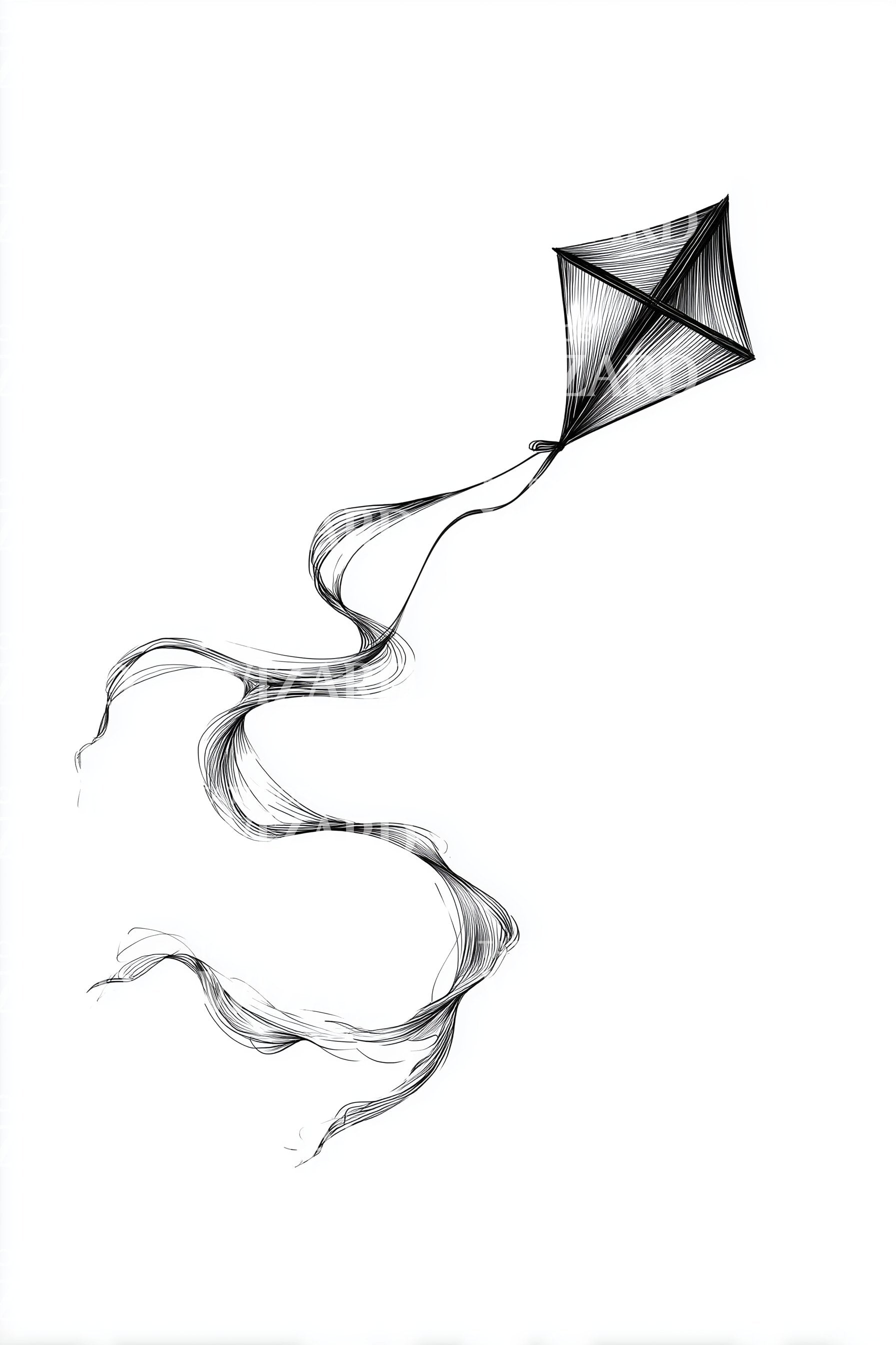 Whimsical Flying Kite Tattoo Illustration – Tattoos Wizard Designs