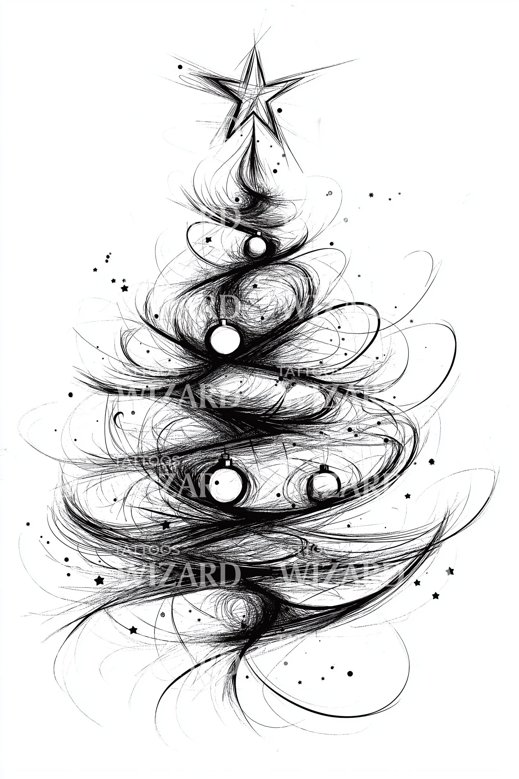 Whirling Christmas Tree Tattoo Design – Tattoos Wizard Designs