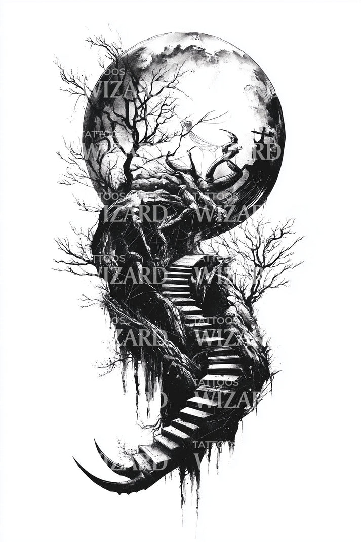 Wraith Spine Shadow Tattoo Design – Tattoos Wizard Designs